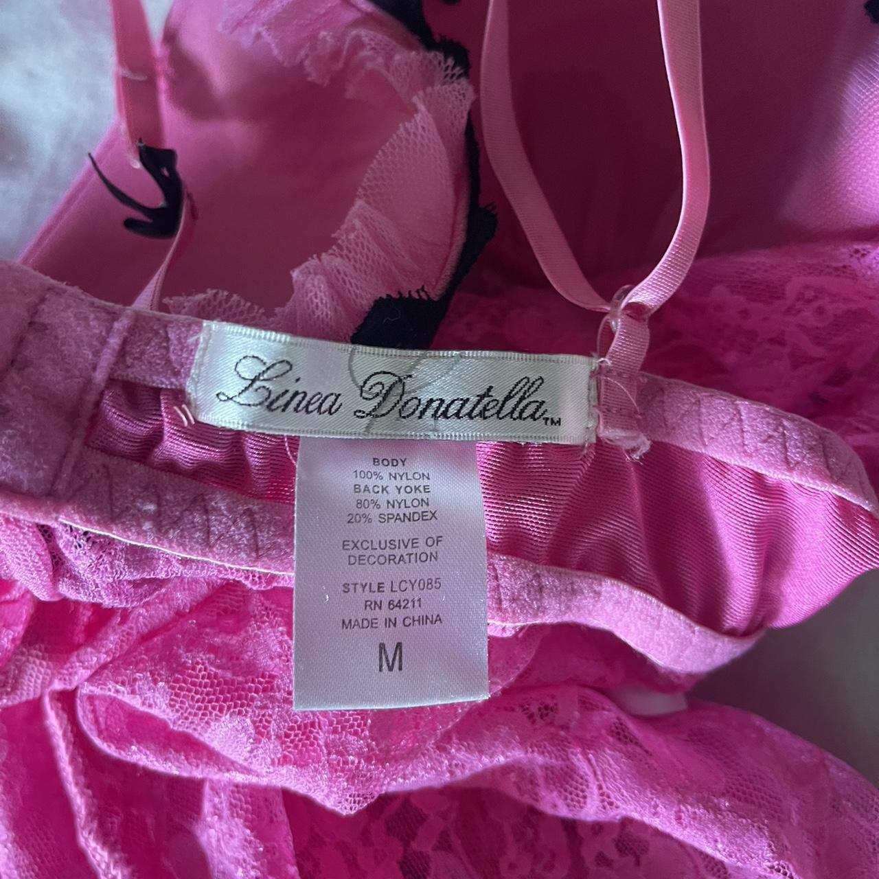 Linea Donatella Women's Pink and Black Bra | Depop
