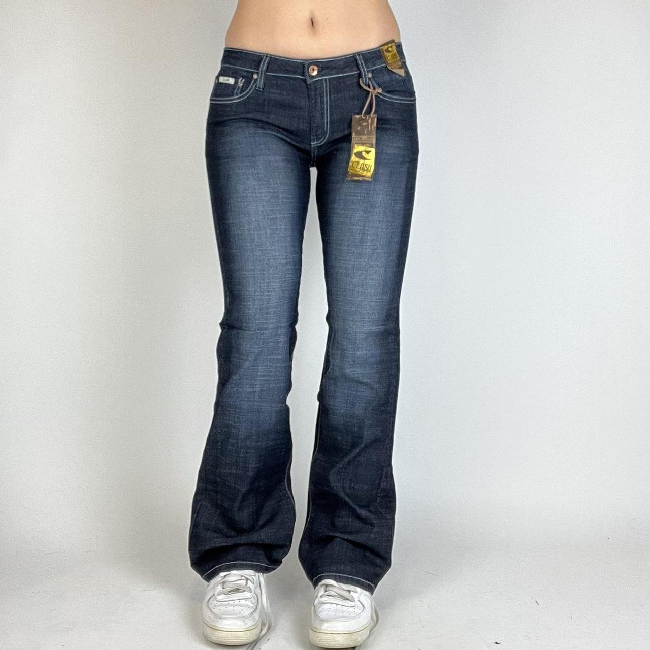 y2k low rise bootcut jeans model is wearing 9 size... - Depop