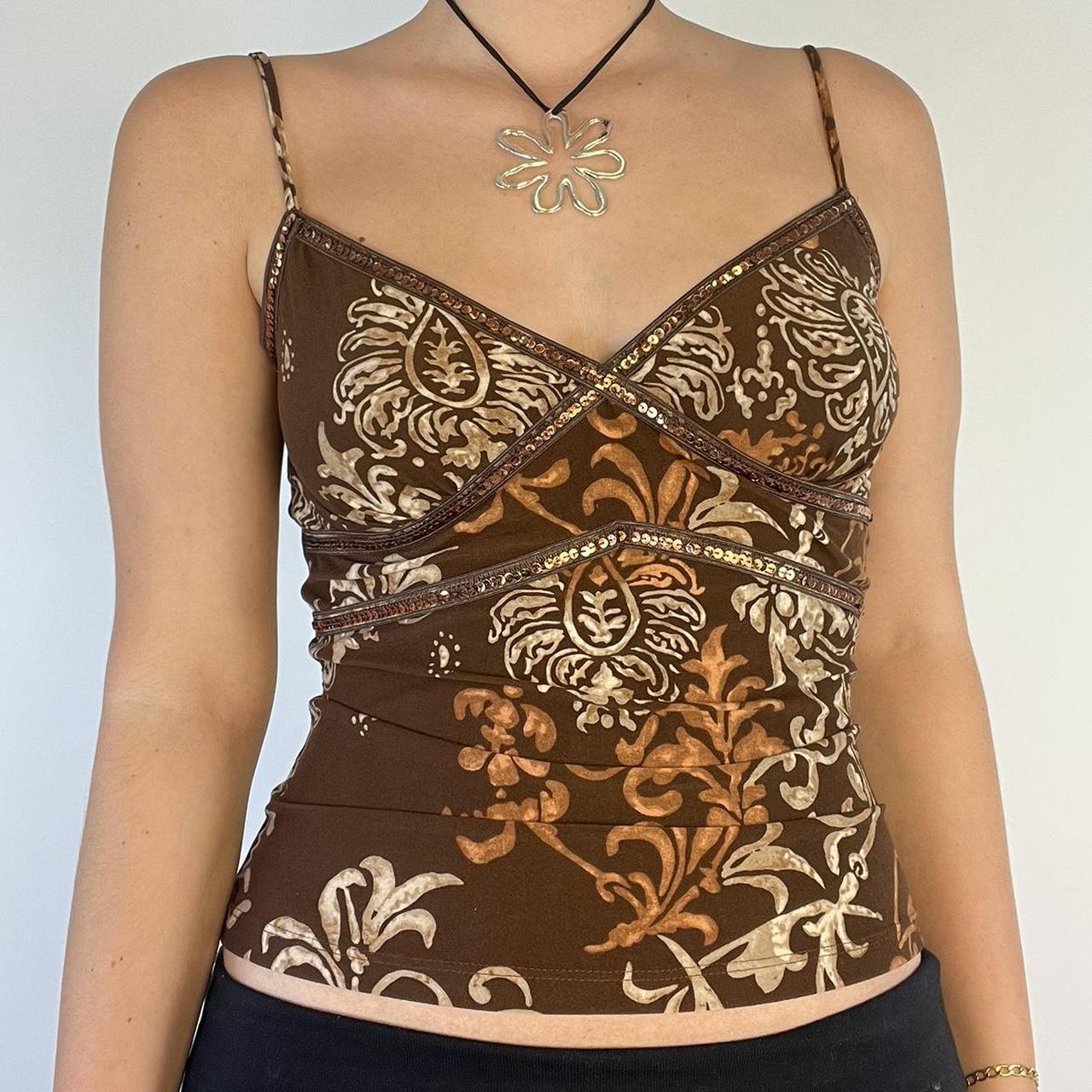 y2k boho summer cami top size medium #y2k #cami... - Depop