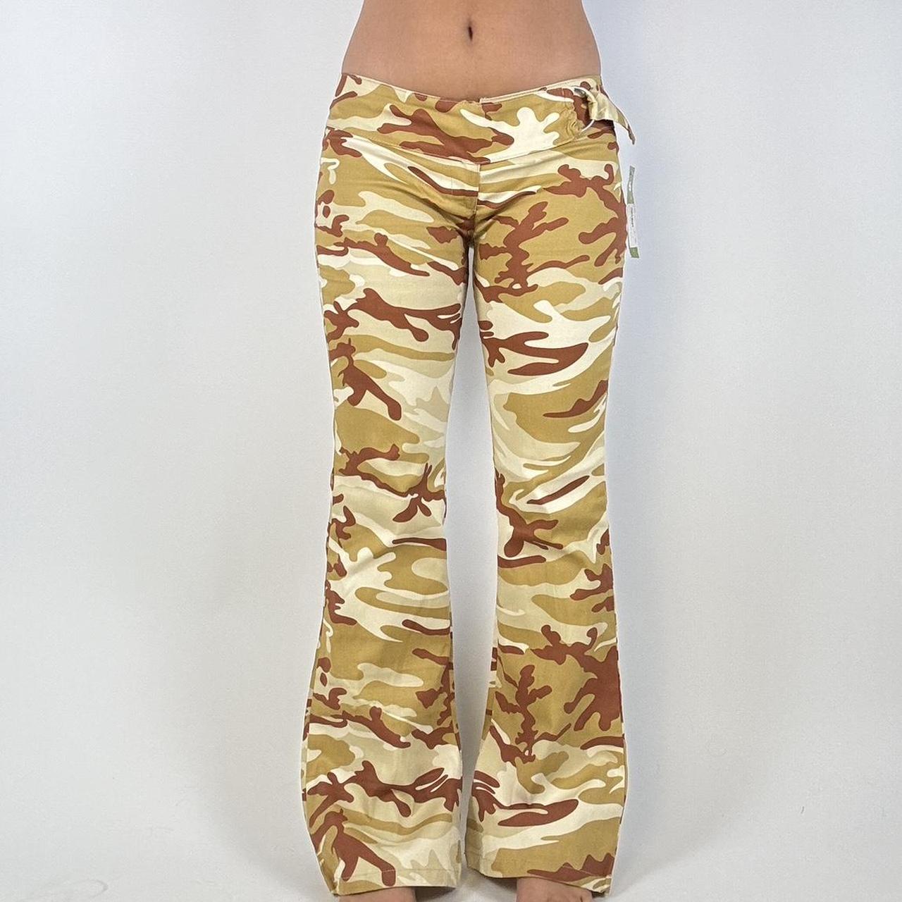 Y2K low rise camo pants Belted detail Labeled... | Depop
