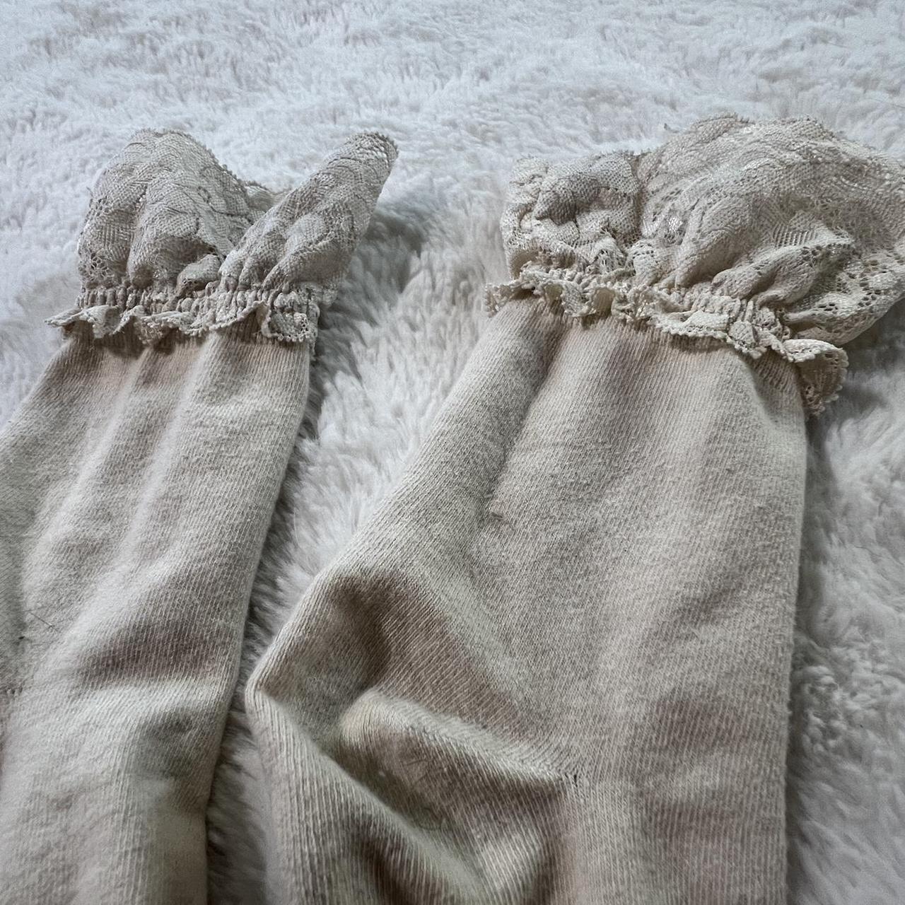 Super cute cream lace socks with a touch of fairy... - Depop