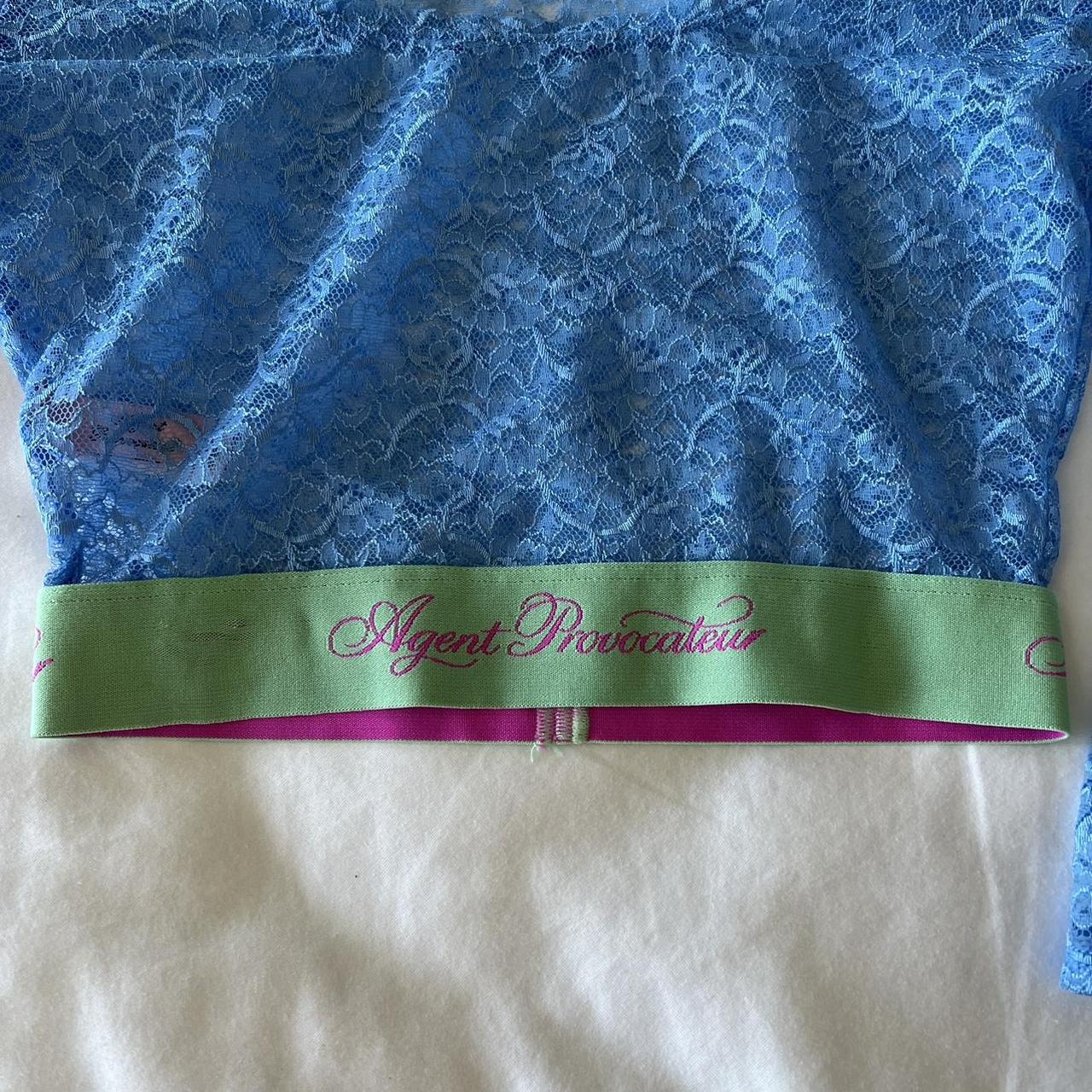 agent provocateur intimates blue lace crop top with... - Depop