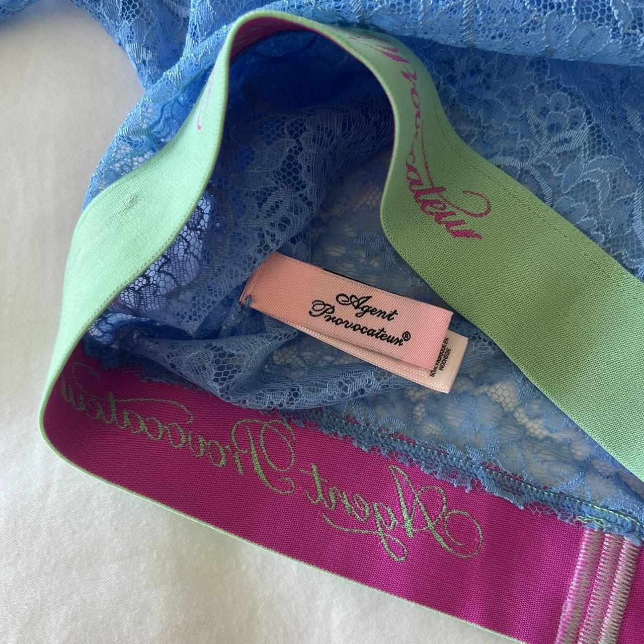 agent provocateur intimates blue lace crop top with... - Depop