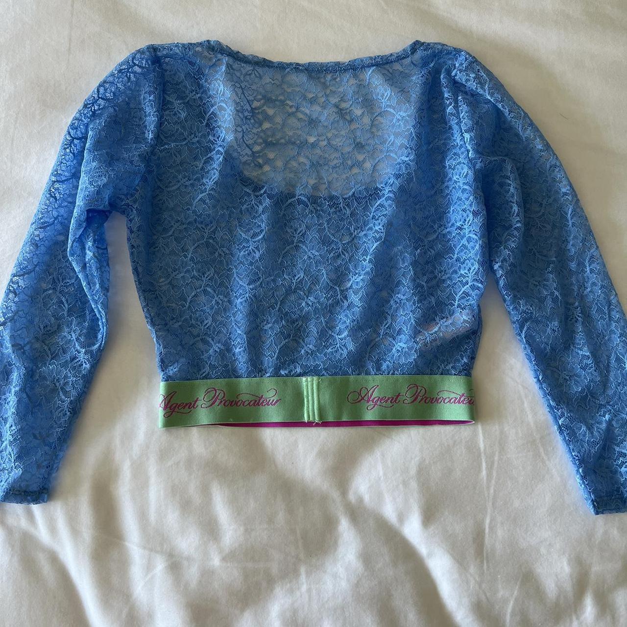 agent provocateur intimates blue lace crop top with... - Depop