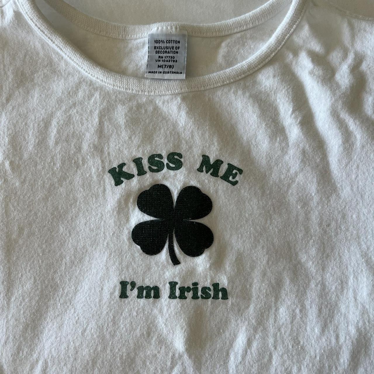 kiss me i’m irish 🍀 baby tee with clover dark green... - Depop