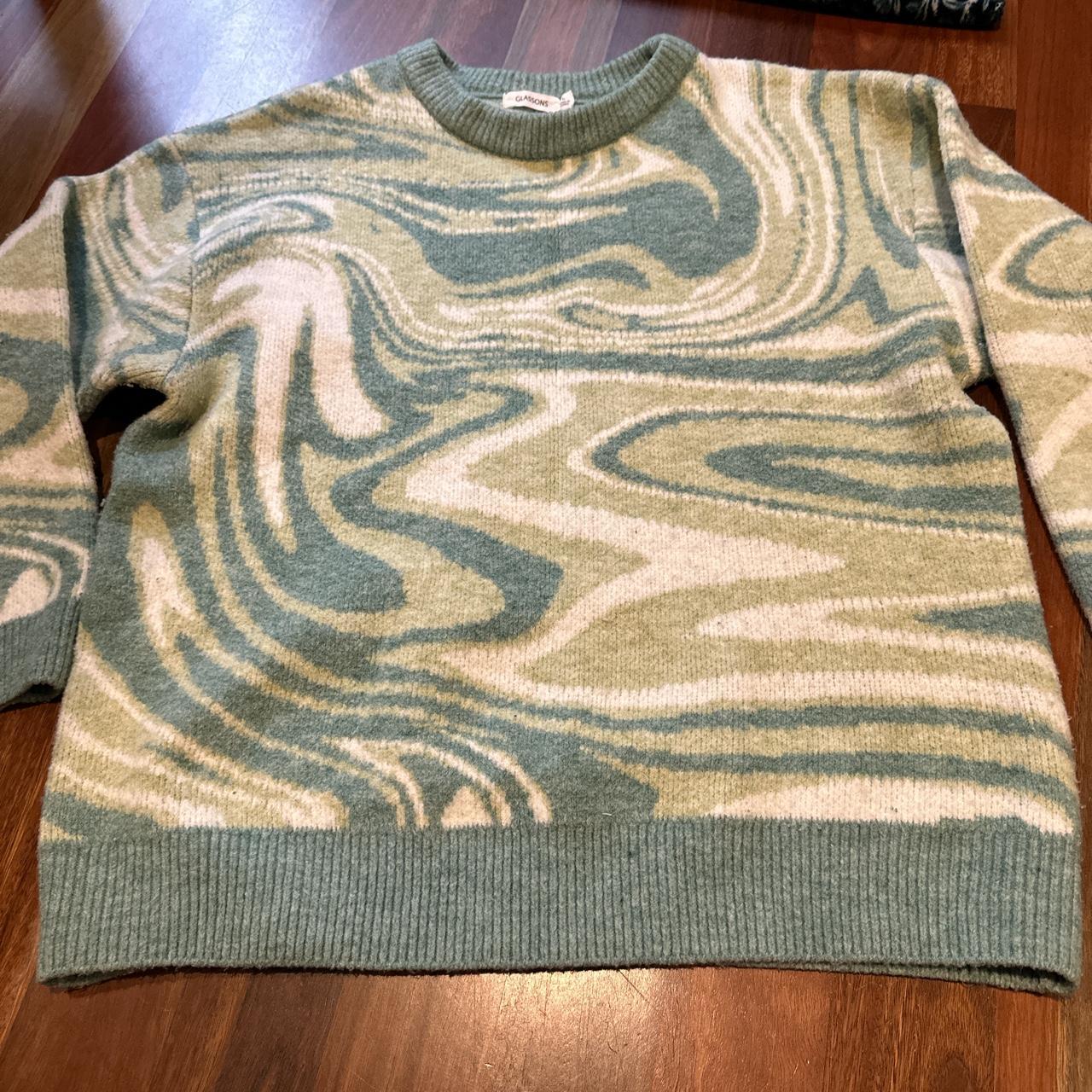 GLASSONS Green Swirl Sweater. Size L. Quite a thick... - Depop