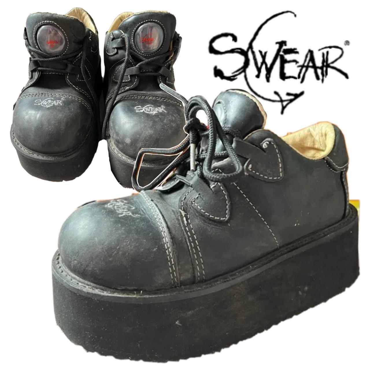 UBER RARE SWEAR LONDON chunky black white vintage... - Depop