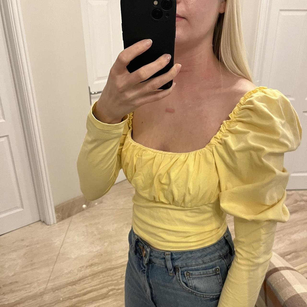 ASOS Yellow Long Sleeve Crop Top - Size 8 - Depop