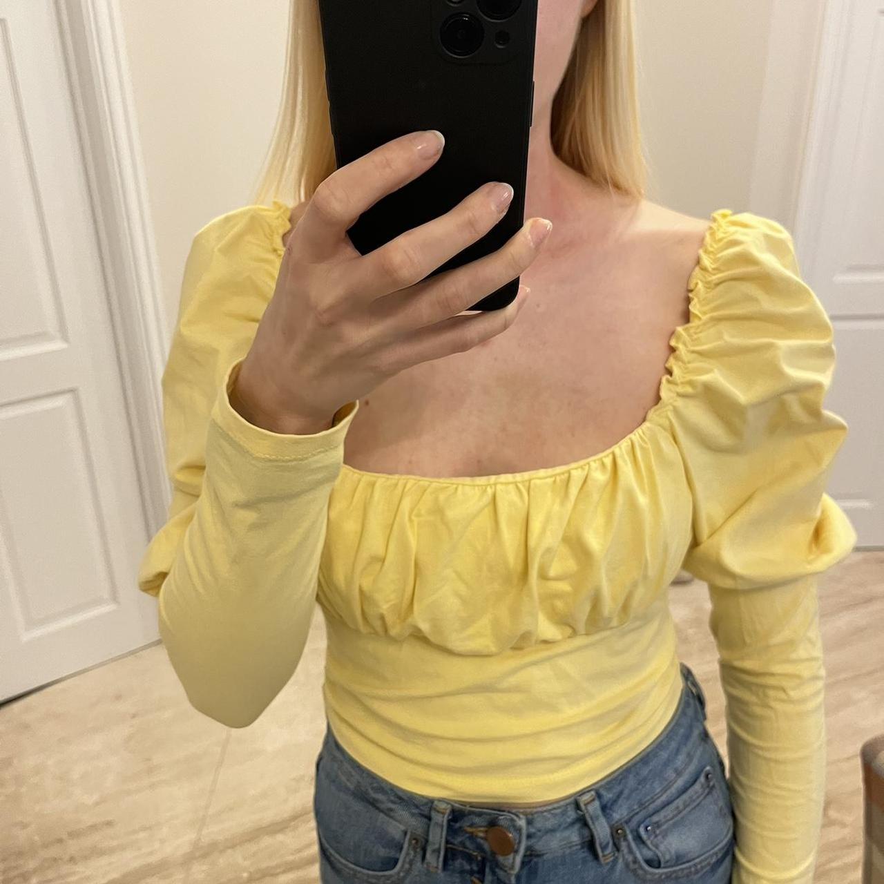 ASOS Yellow Long Sleeve Crop Top - Size 8 - Depop