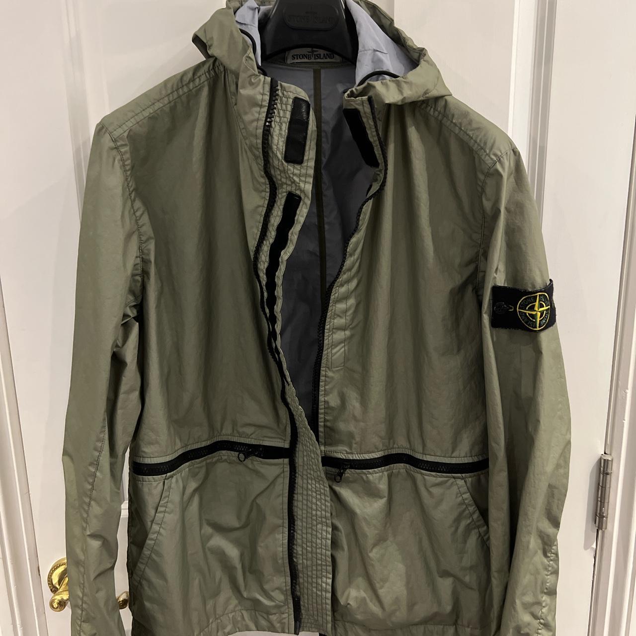 Stone Island Green Rain Jacket Membrana... | Depop