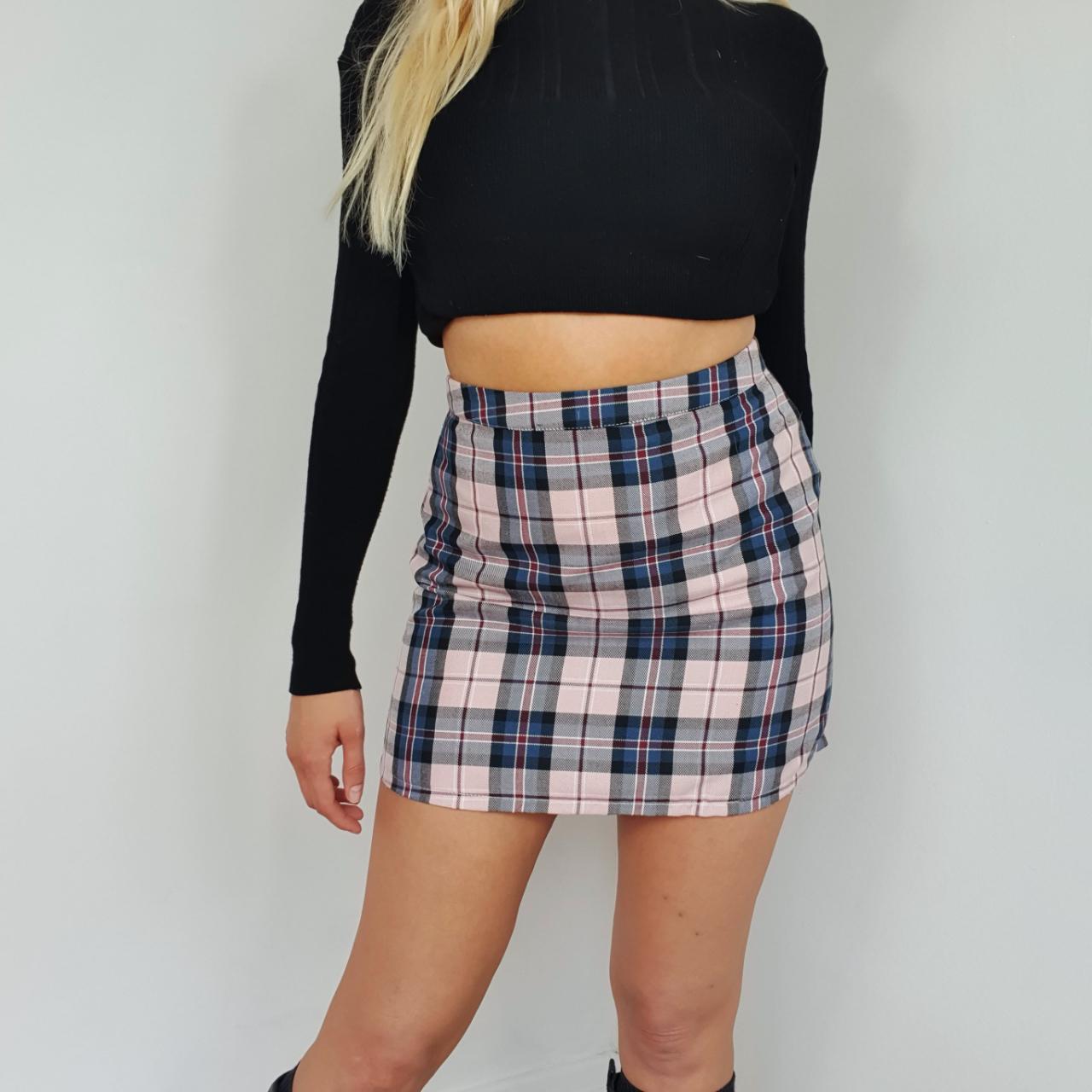 High Waisted Check Mini Skirt Size 10 Primark... - Depop