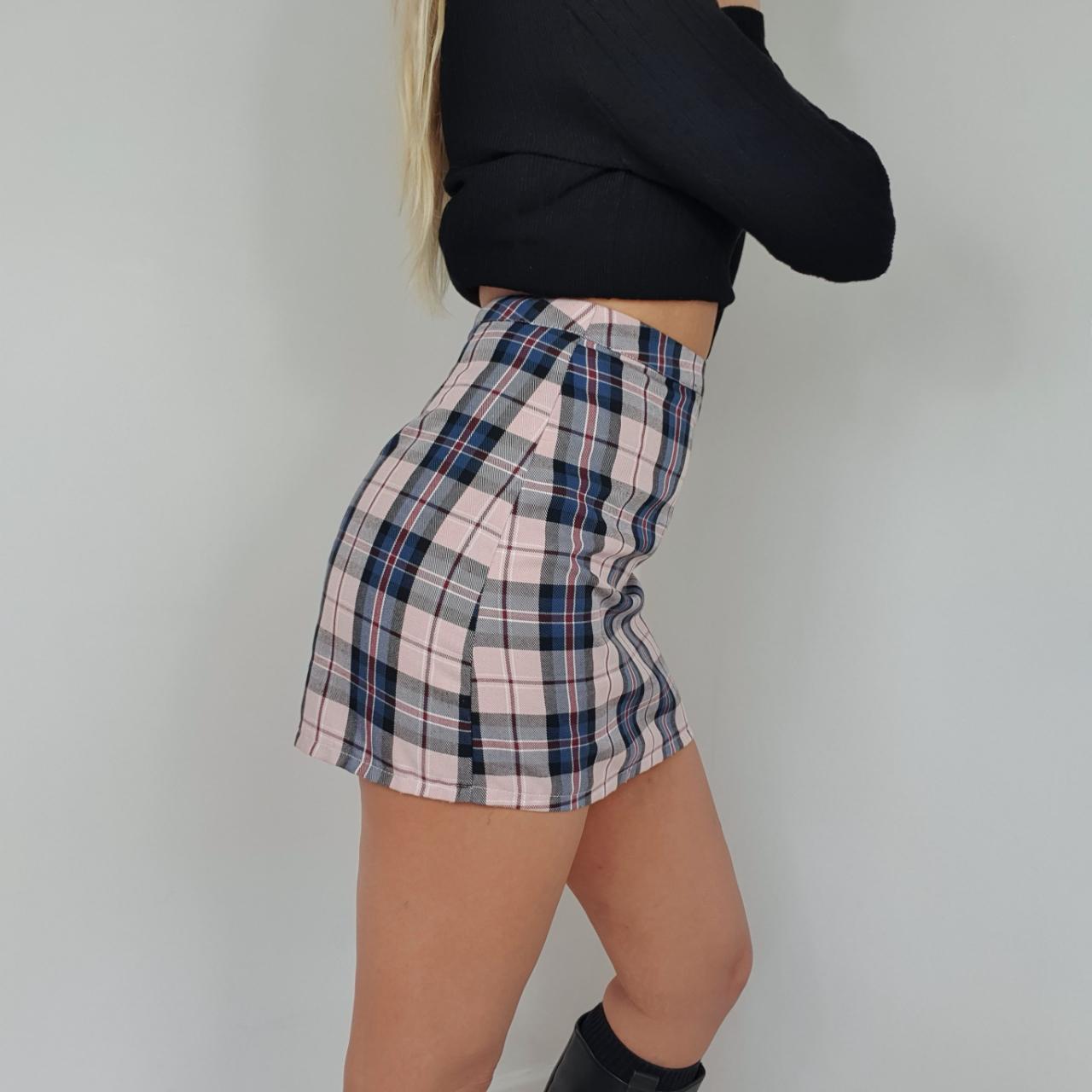 High Waisted Check Mini Skirt Size 10 Primark... - Depop