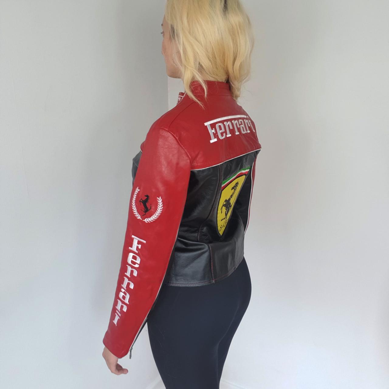Vintage FERRARI Leather Racing Jacket Real,... - Depop