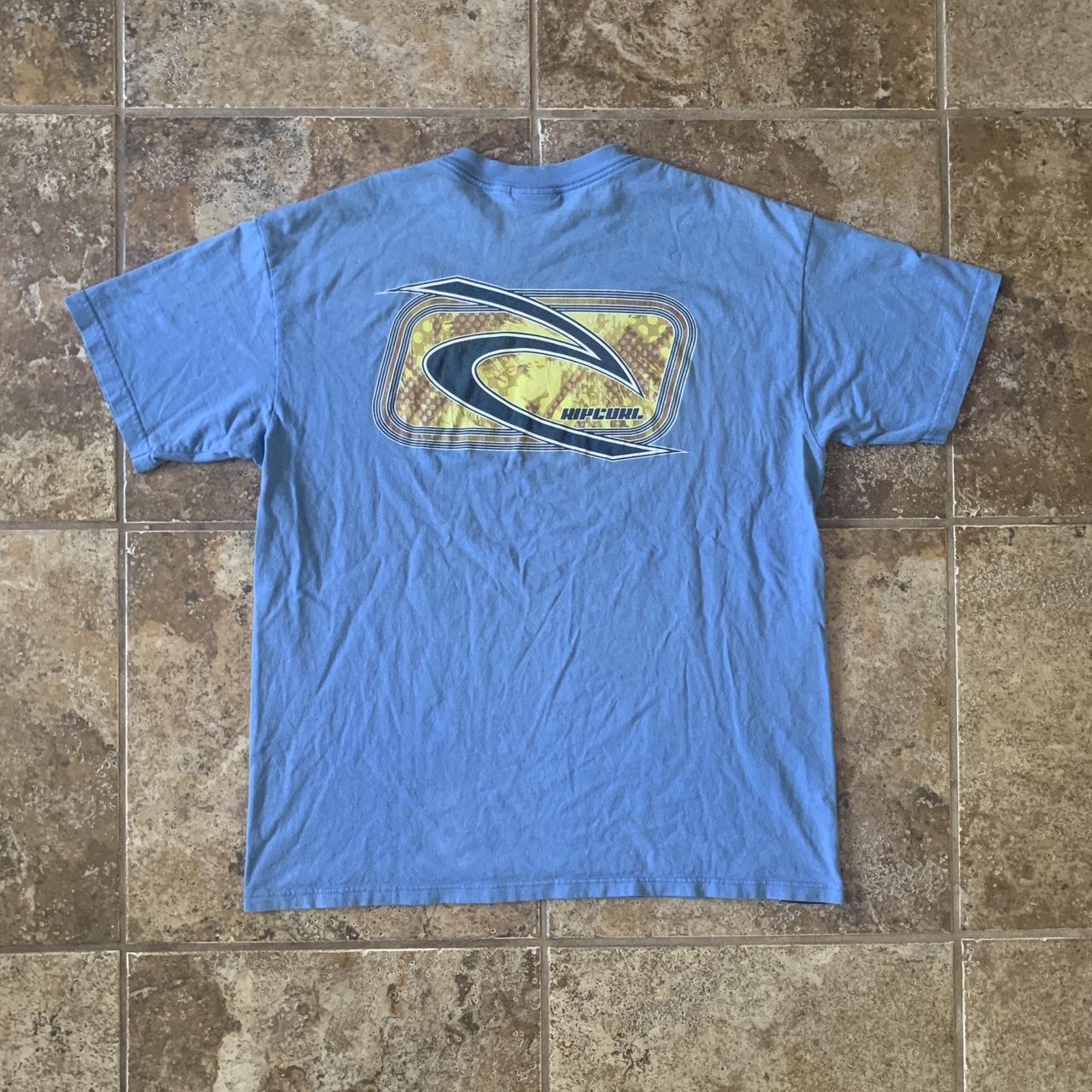 Rip Curl Men's Blue and Yellow T-shirt | Depop
