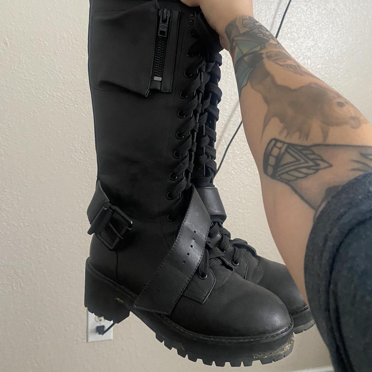 Obsidian Pocket Combat knee high Boots good other... - Depop