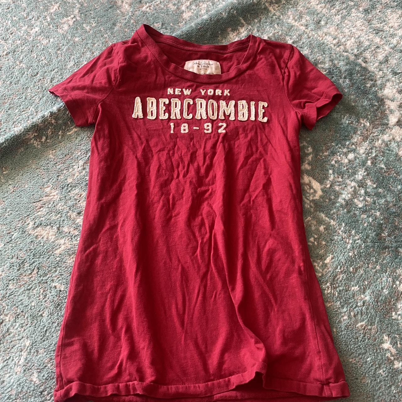 Y2k Abercrombie and Fitch red tee shirt Size large - Depop
