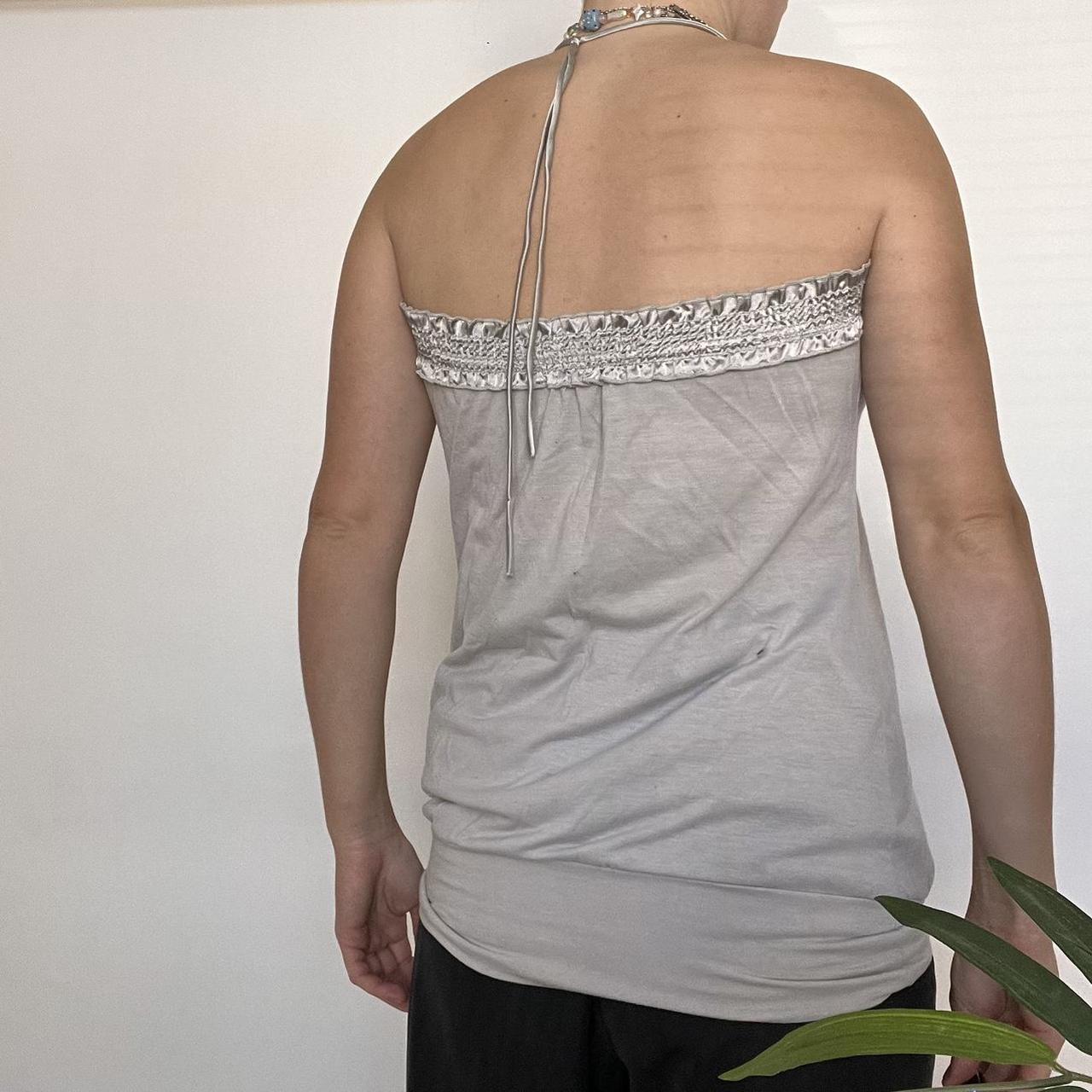 Grey halter neck top with ruffle details #fairycore... | Depop