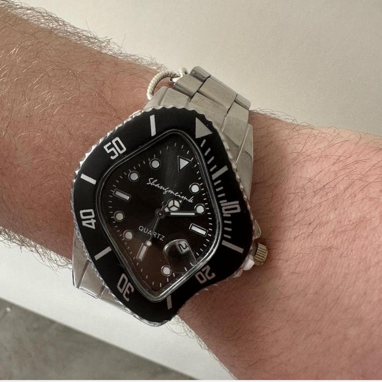 Black quartz deformed watch | Depop
