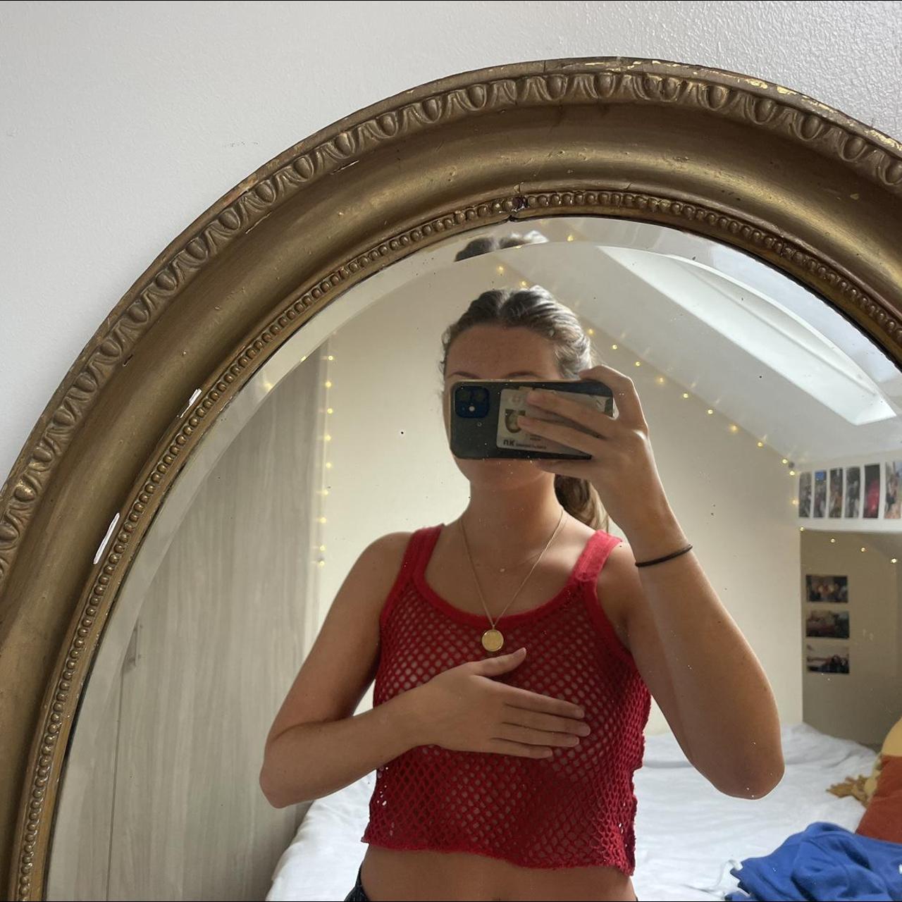 Red fish net tank top. Shown on a size 6/8. - Depop