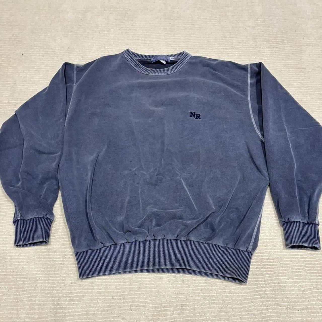Vintage Stone washed Navy Blue Sweater Sweatshirt - Depop