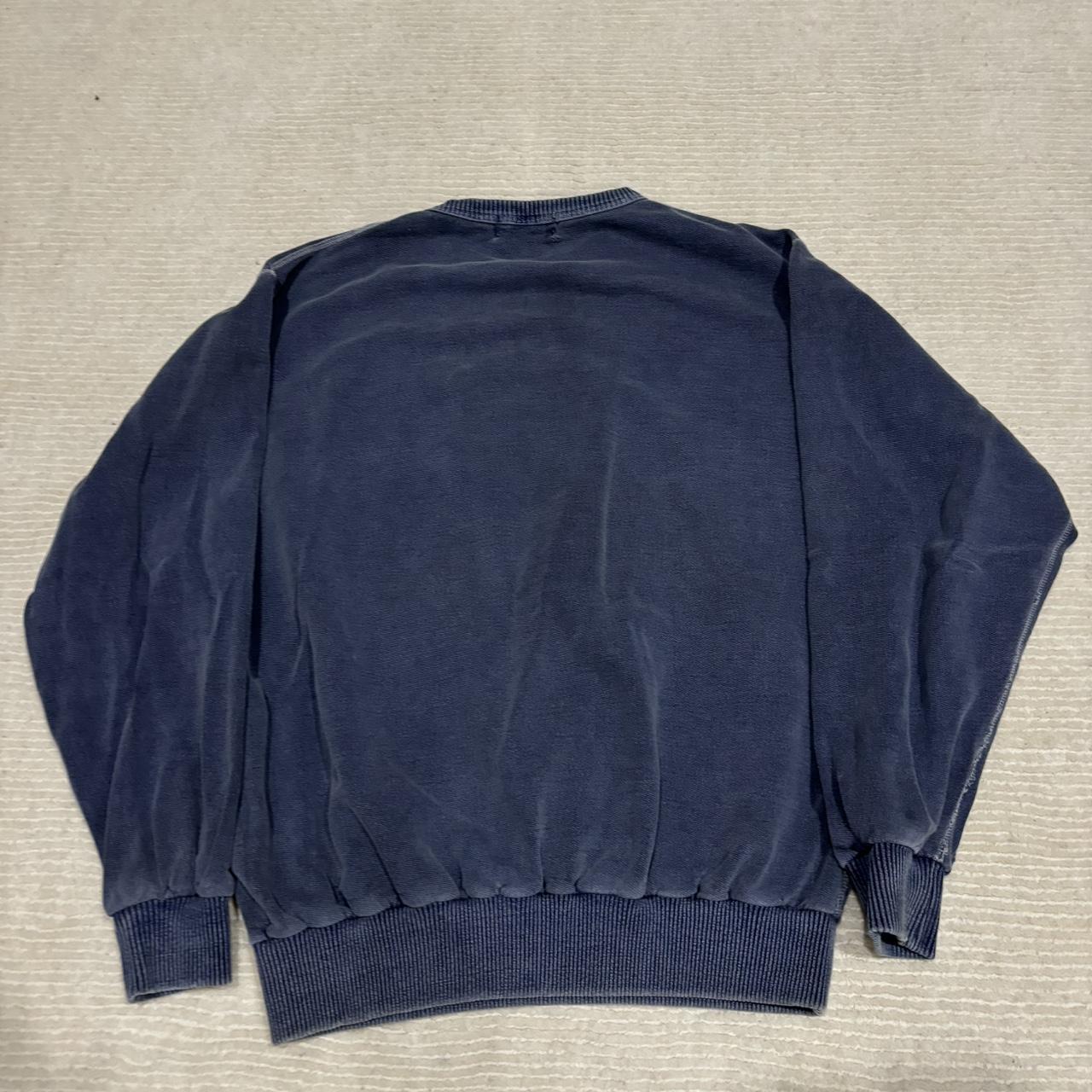 Vintage Stone washed Navy Blue Sweater Sweatshirt - Depop