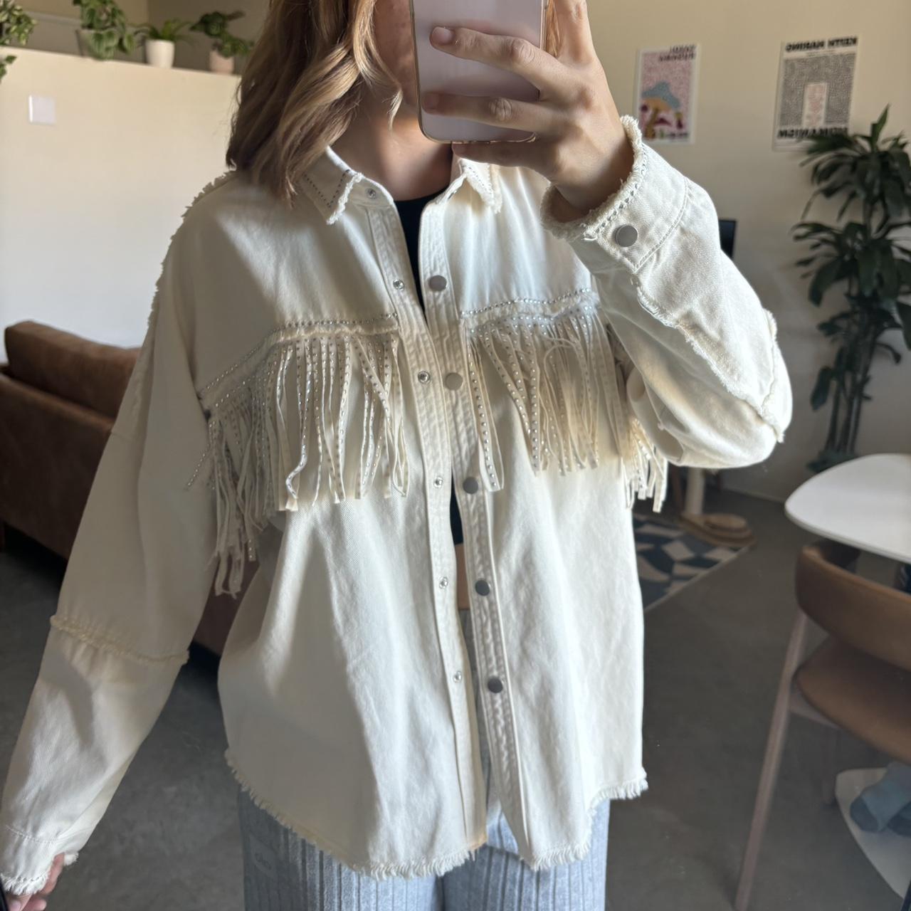 Zara fringe jacket Only worn a couple of times Send... - Depop