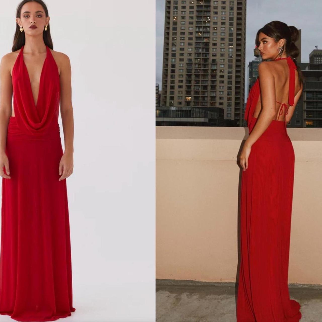 REPOP Cherry Red Mesh Maxi Dress from Peppermayo,... - Depop