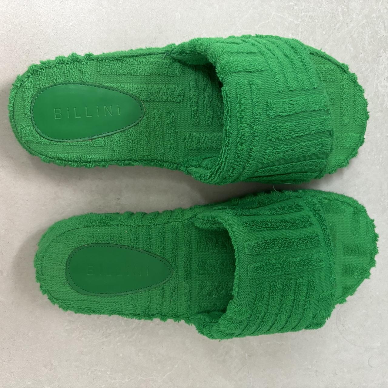 BILLINI Green Towelling slides Size AU 9 Like new... - Depop