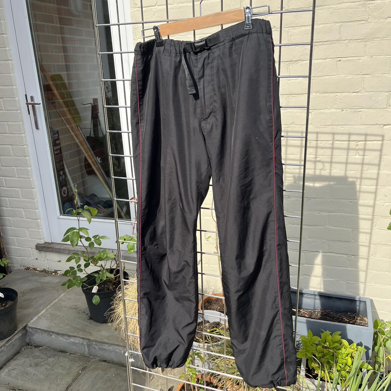 UNIQLO Men's Black and Burgundy Joggers-tracksuits | Depop