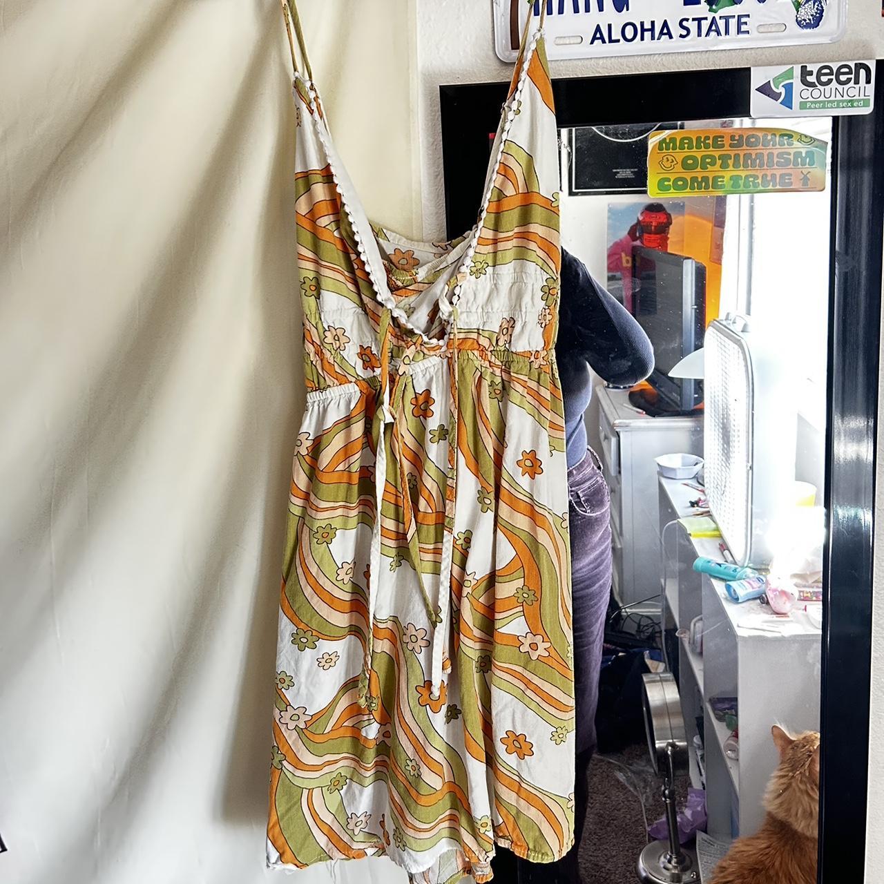 wild fable target floral green and orange hippie... - Depop