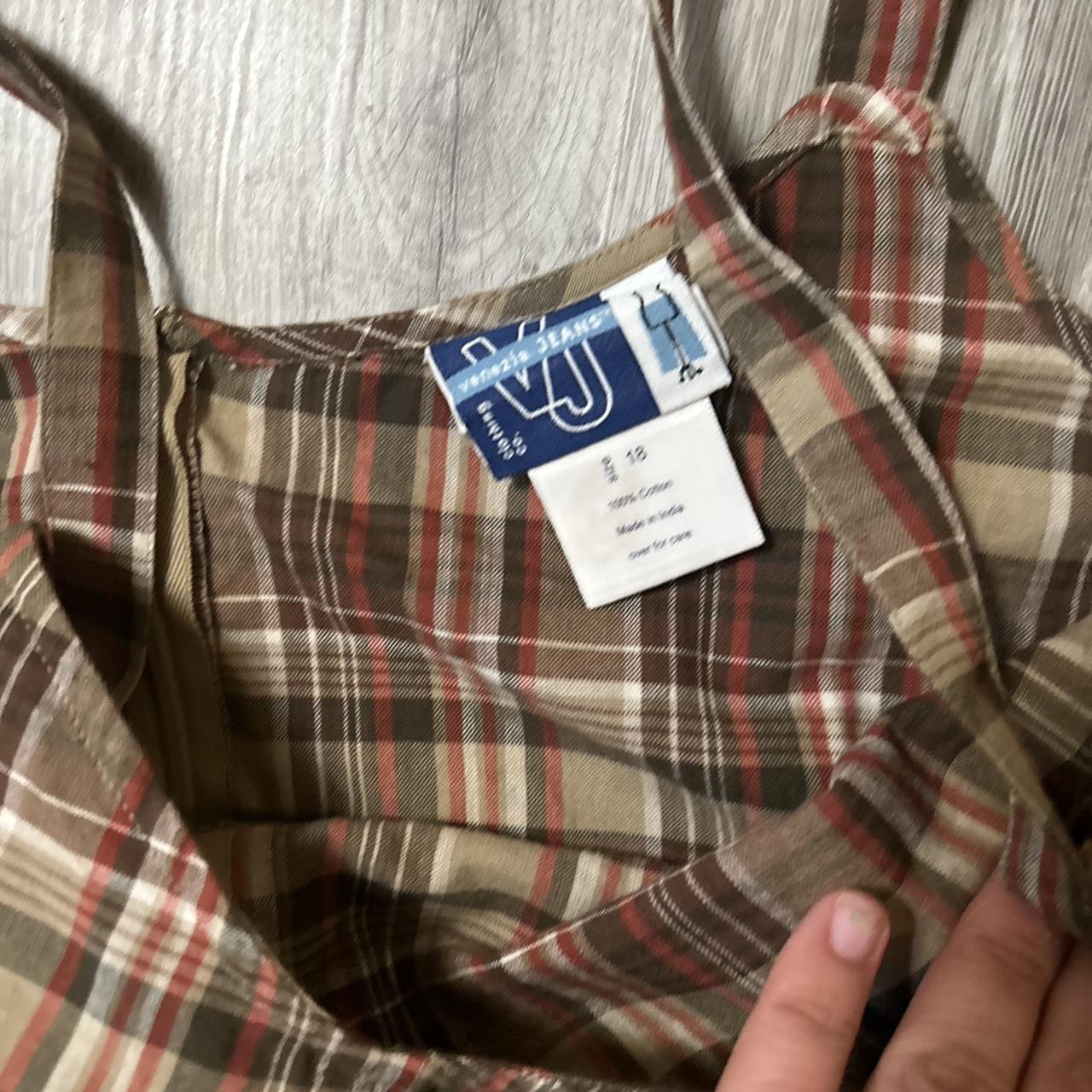 Brown and tan plus size plaid mini dress :) Size... - Depop