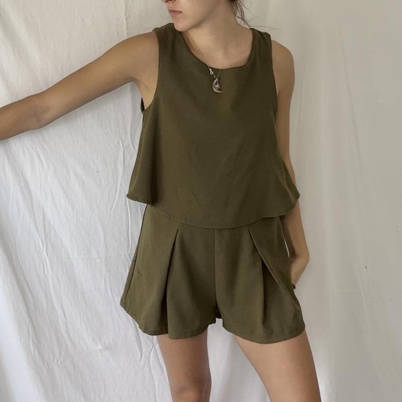 Umgee U.S.A. Women's Khaki Playsuit-romper | Depop