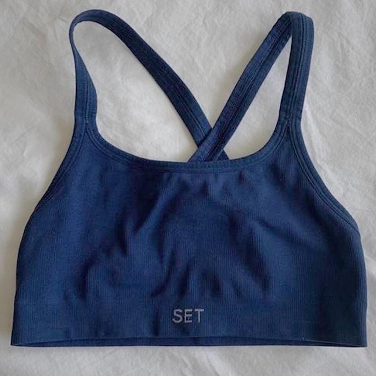 Set Women's Blue and Navy Bra | Depop