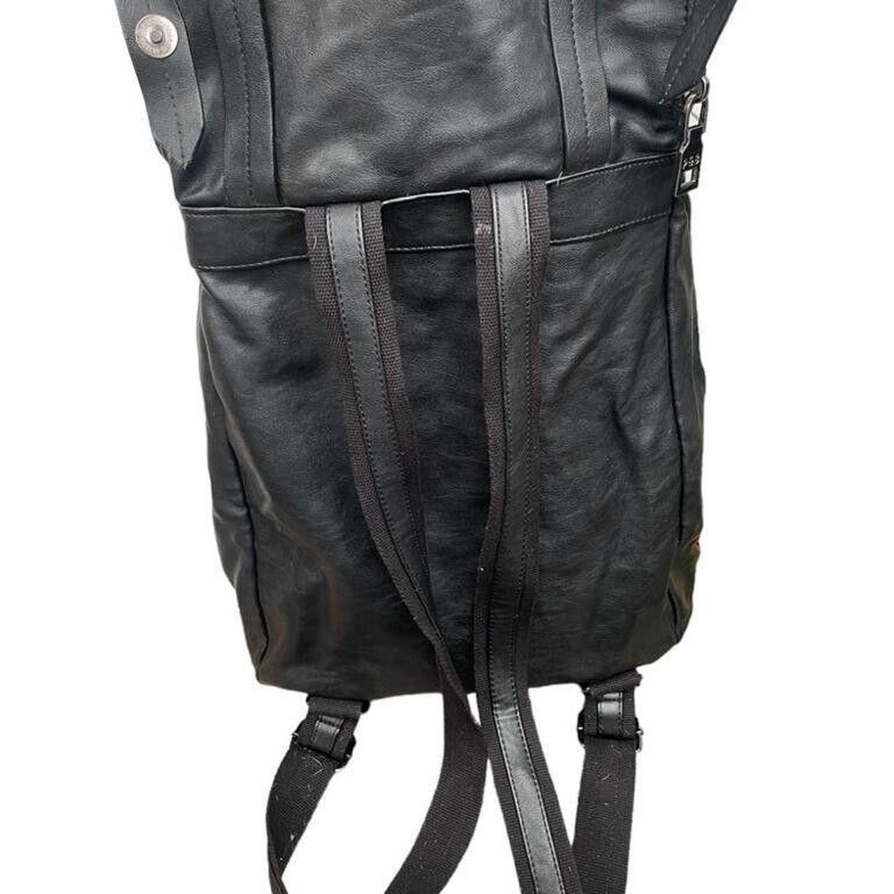 Pull And & Bear Black Leather Look Style Backpack... - Depop
