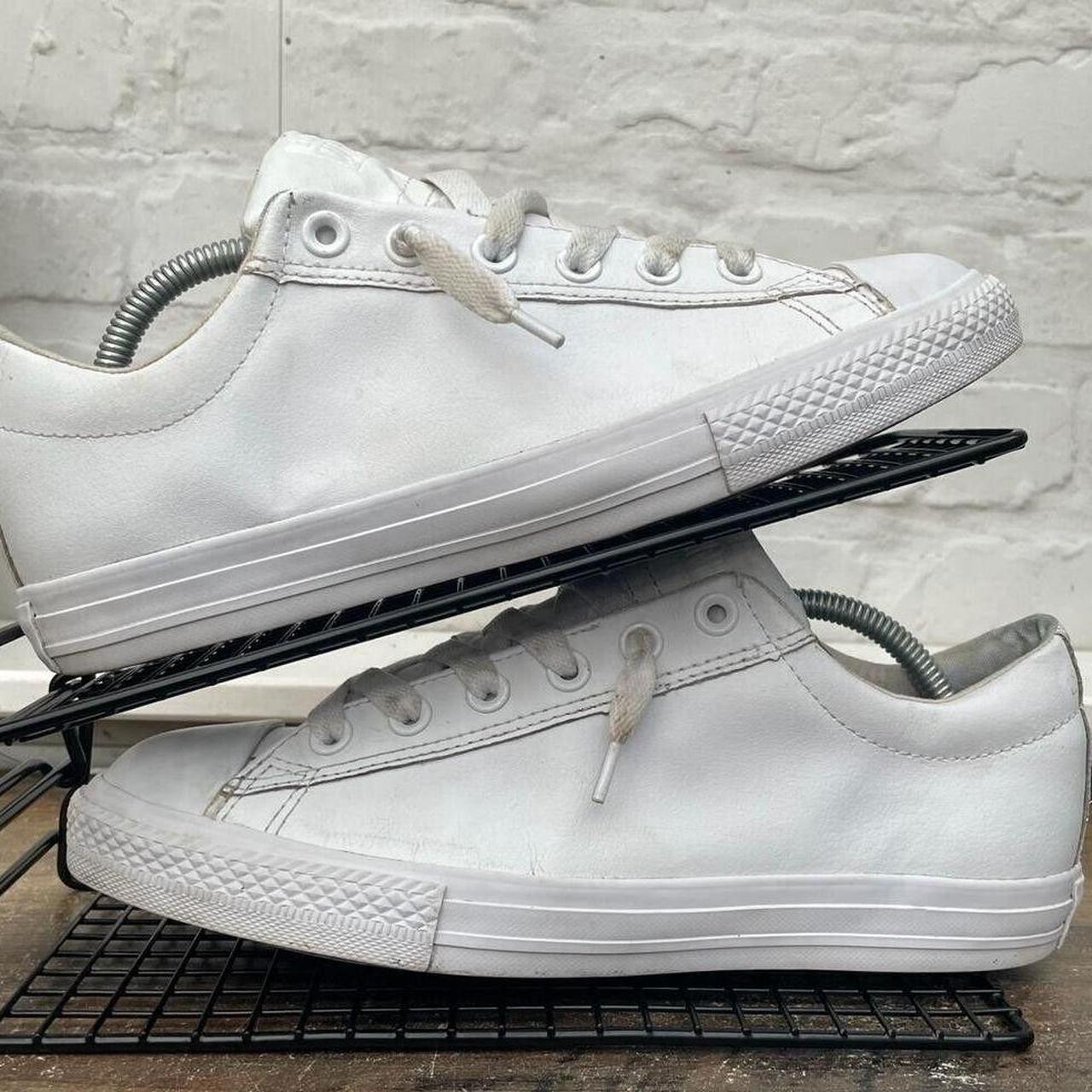 White Leather Converse Chuck Taylor All Star... - Depop