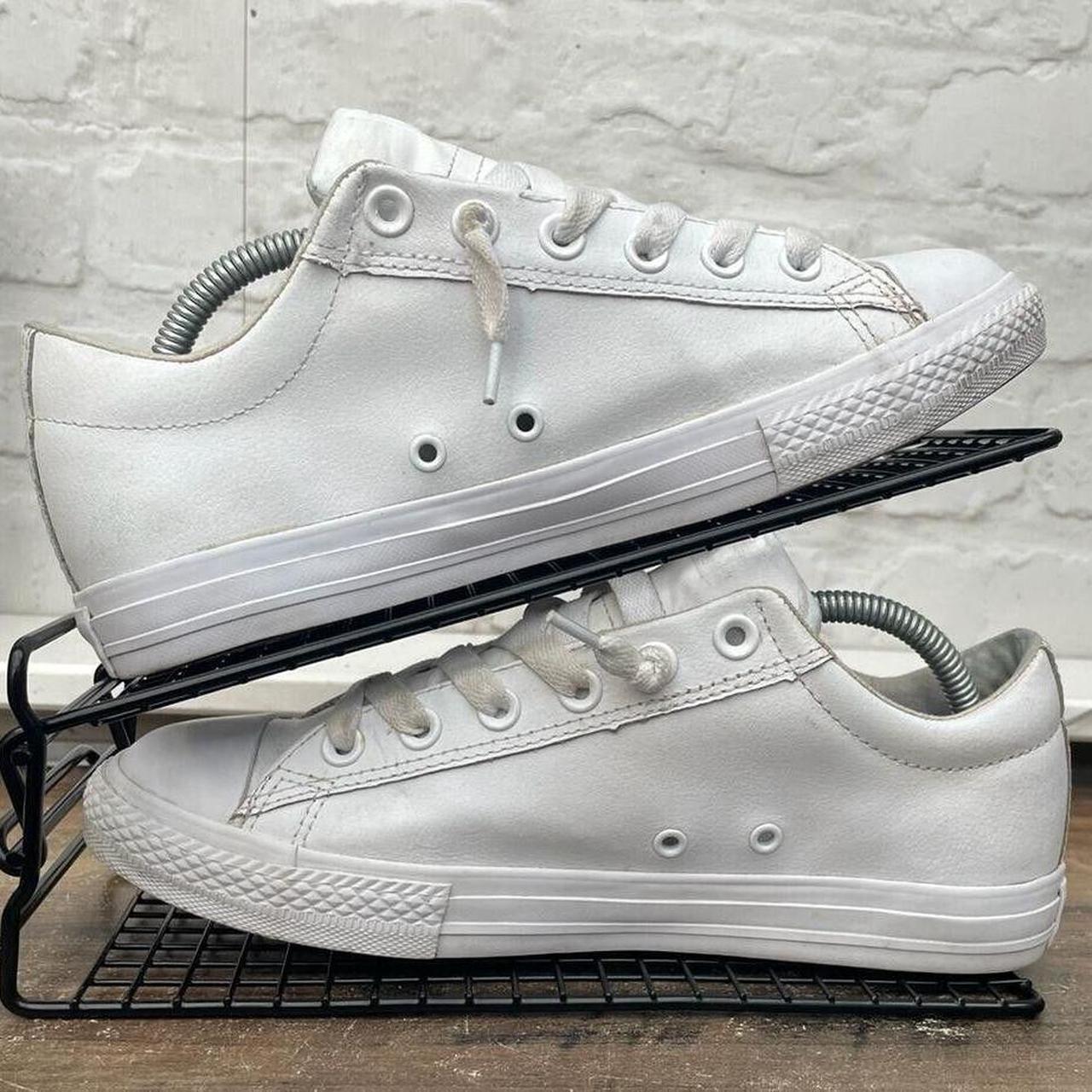 White Leather Converse Chuck Taylor All Star... - Depop
