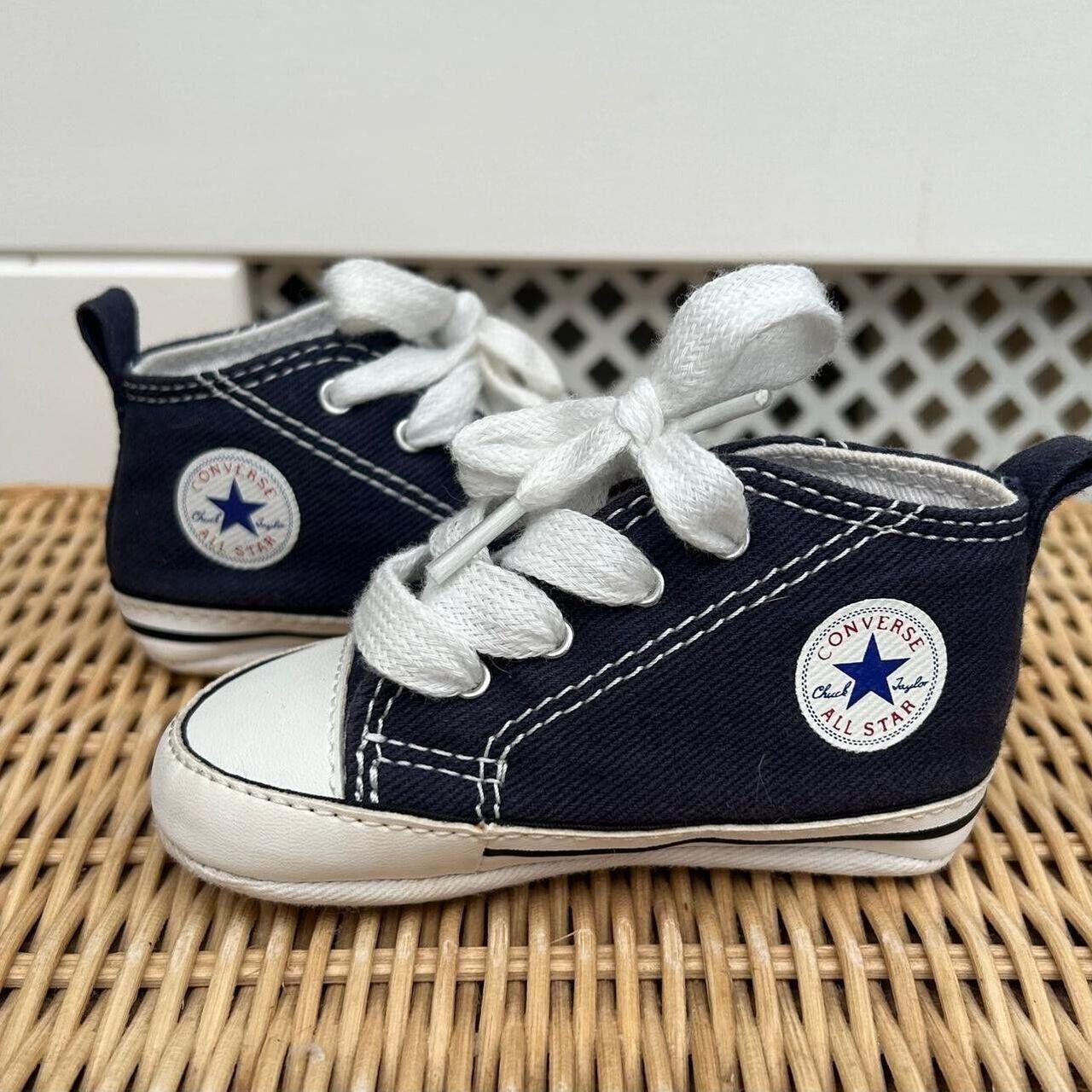 Baby Converse Chuck Taylor Navy All Star Lace Up... - Depop