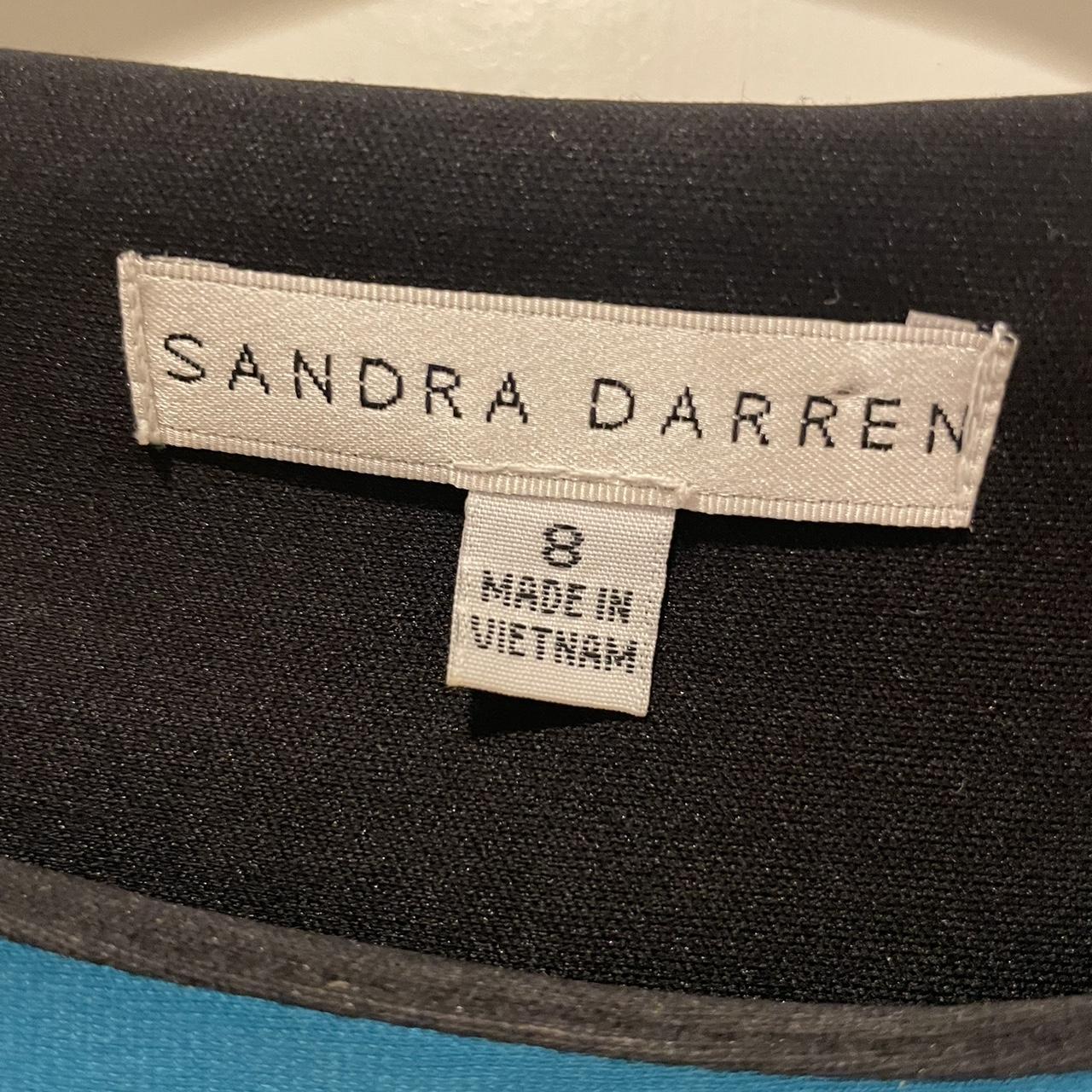 Sandra Darren Blue & Black Print Long Sleeve Knee... - Depop