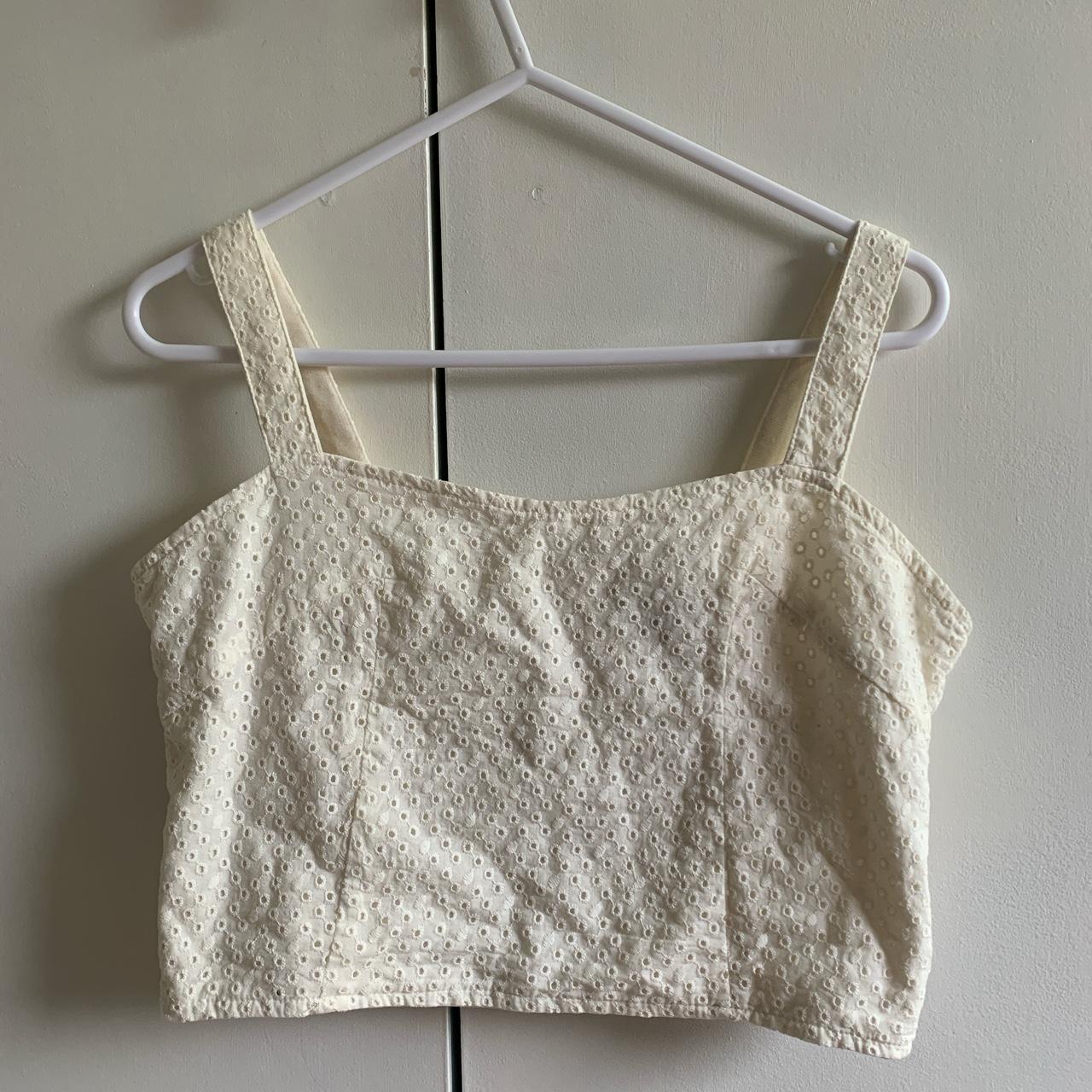 Cream Off white Sleeveless Crop Top Size S... - Depop