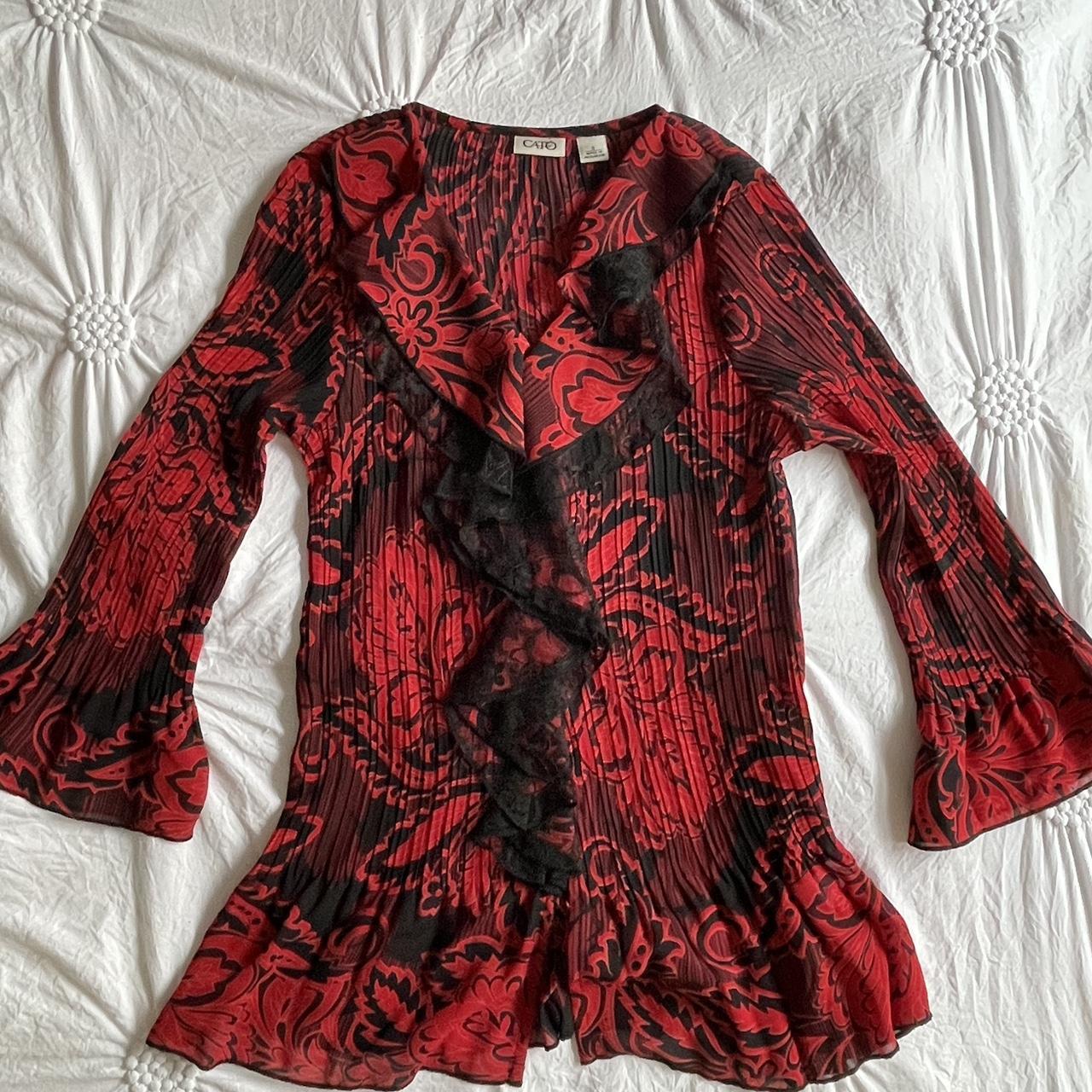 Y2k Cato red ruffle blouse Such a pretty top!!... - Depop