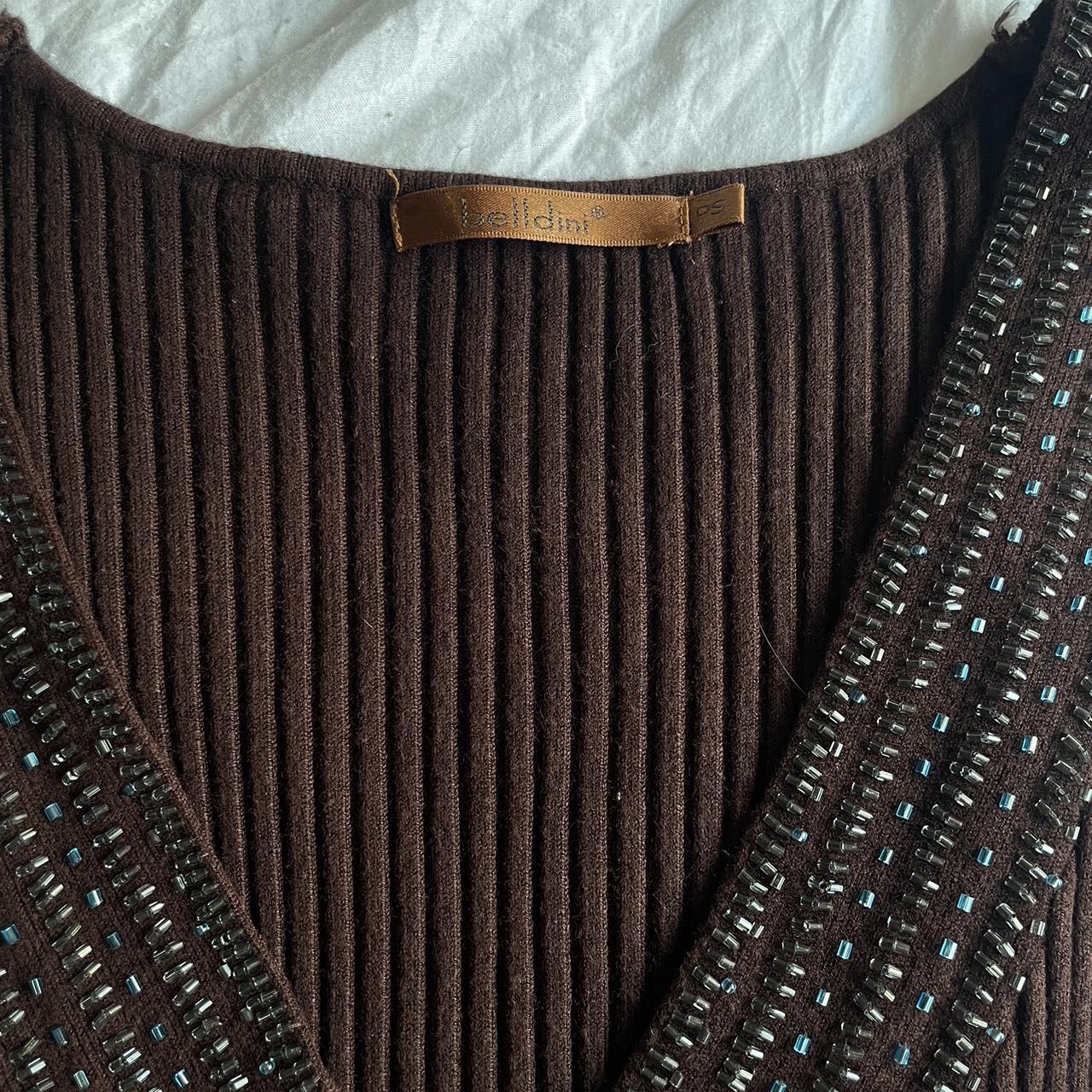 Brown sweater tank top with beaded detailing So... - Depop