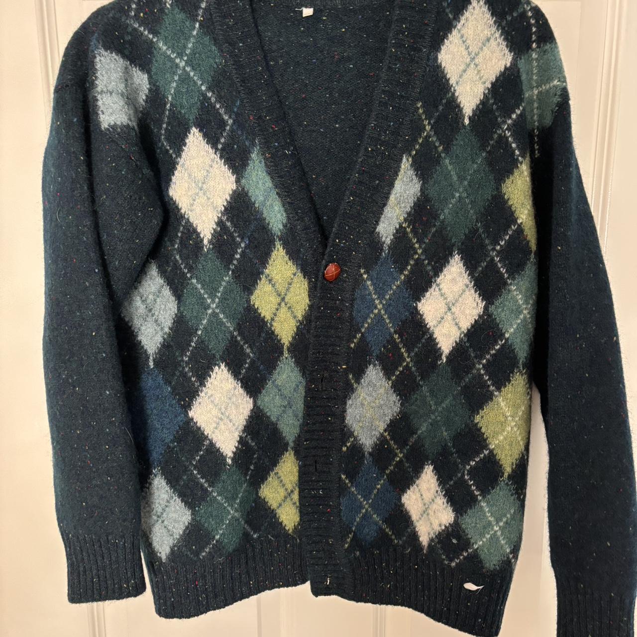 Vintage green cheque cardigan Blood lovely Wool... - Depop