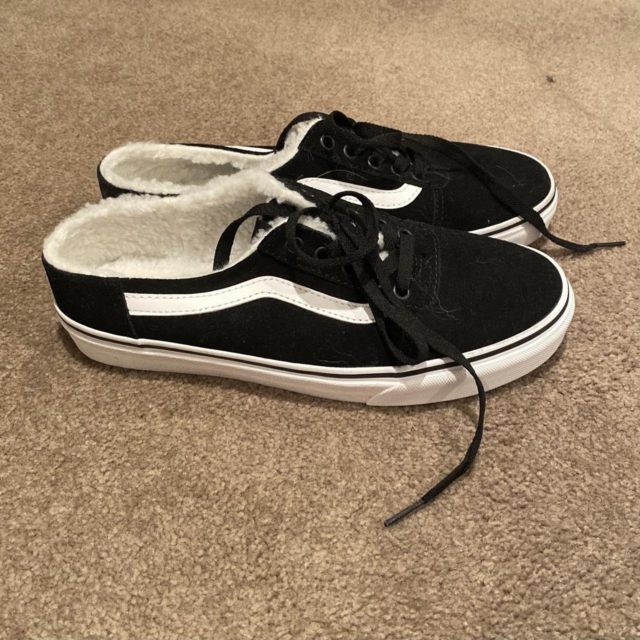 Super cute fuzzy vans! Half sneaker half slip on.... - Depop