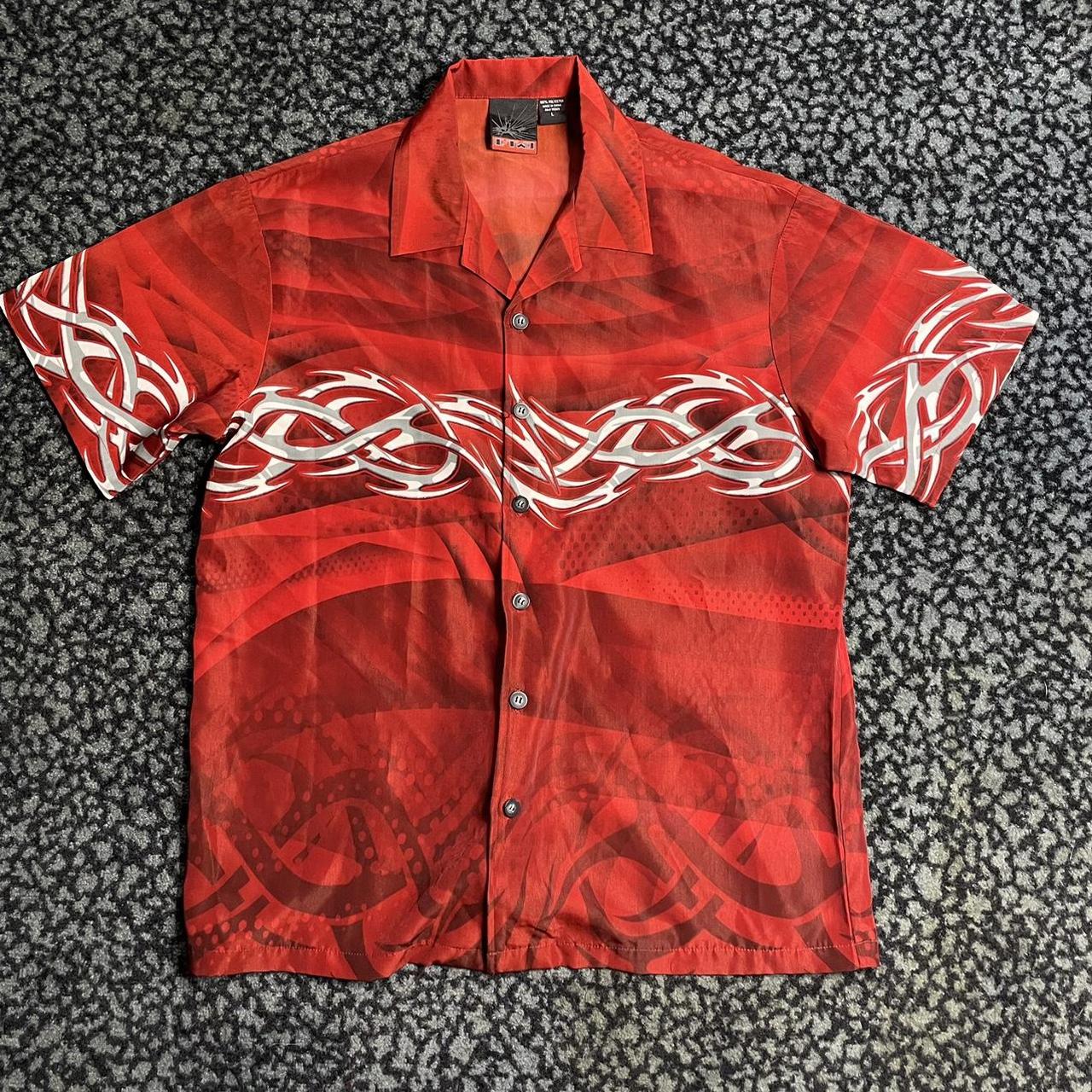 cyber y2k bowling shirt super cool all over print... - Depop