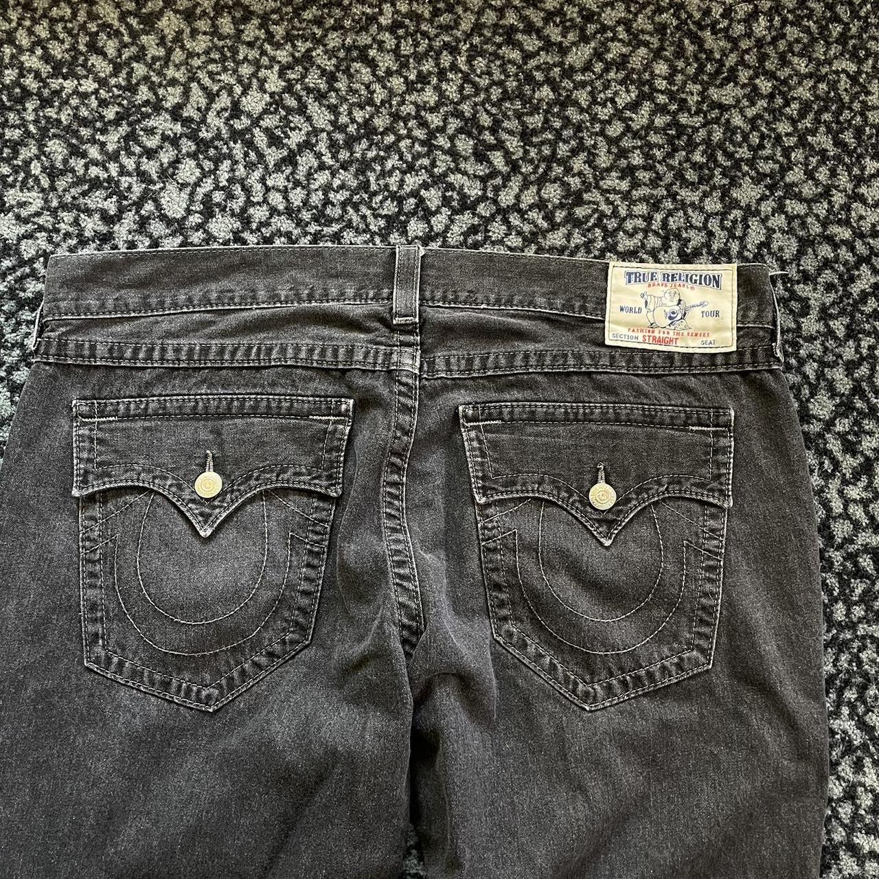 faded black true religion flare jeans baggy... - Depop