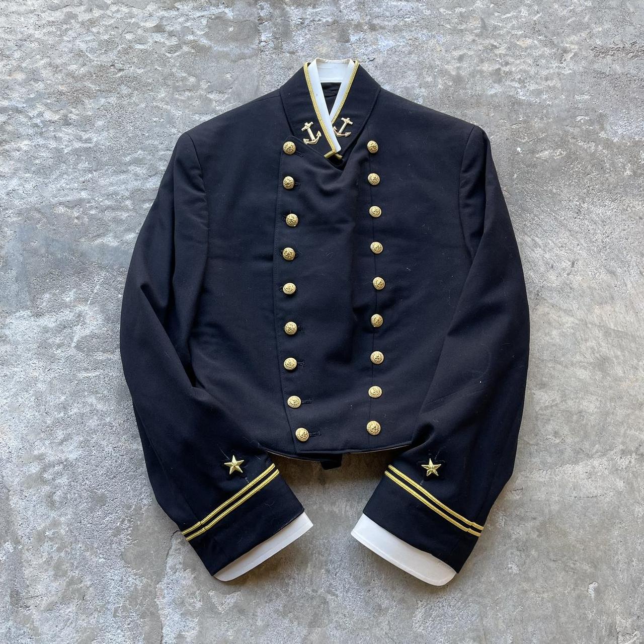vintage us navy sailor jacket 1970s formal... - Depop
