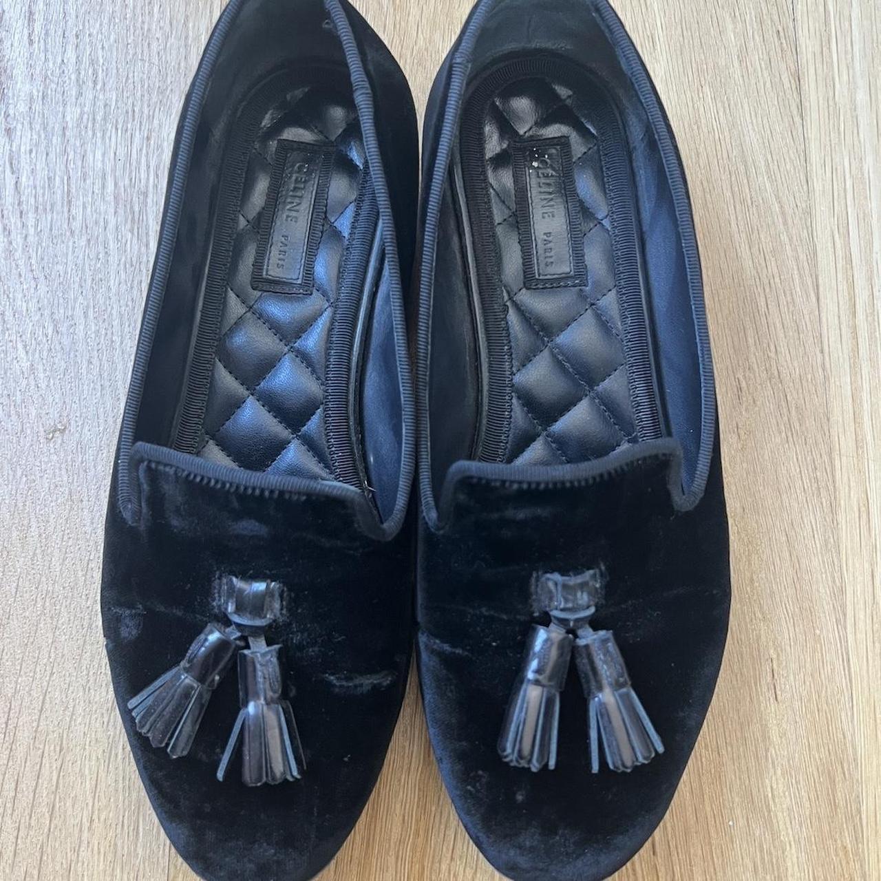 Celine Velvet Loafers - Depop