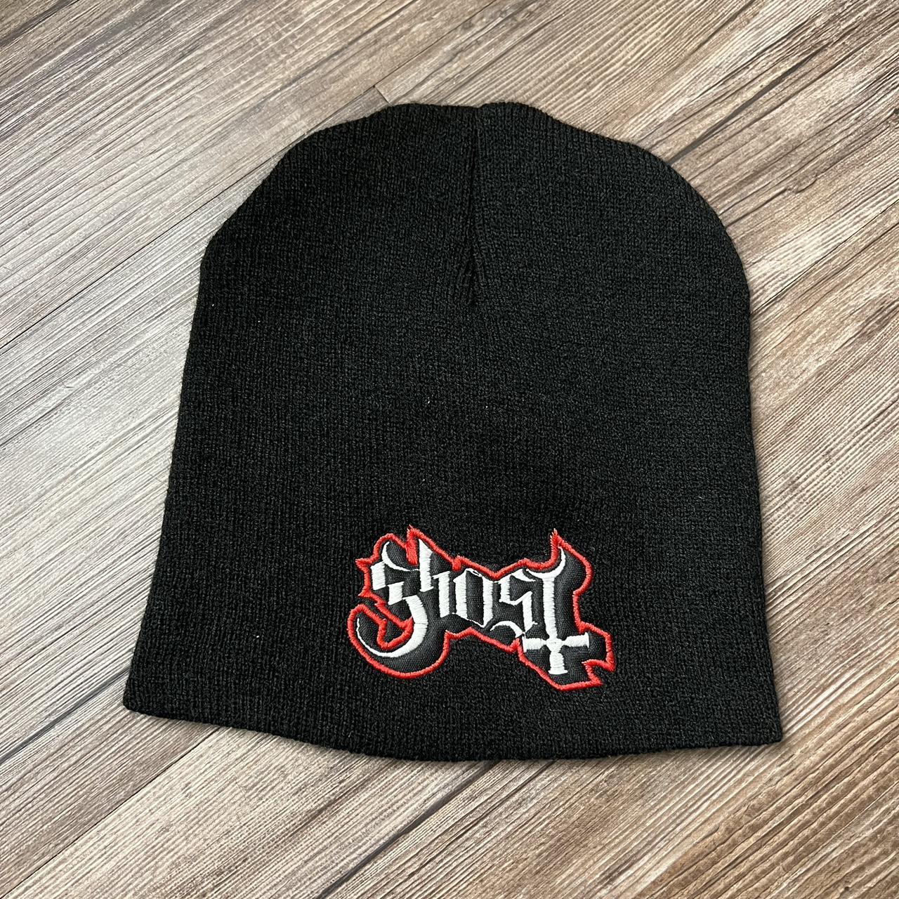 Y2K Ghost Metal Band Logo Beanie Size: OSFA Flaws:... - Depop