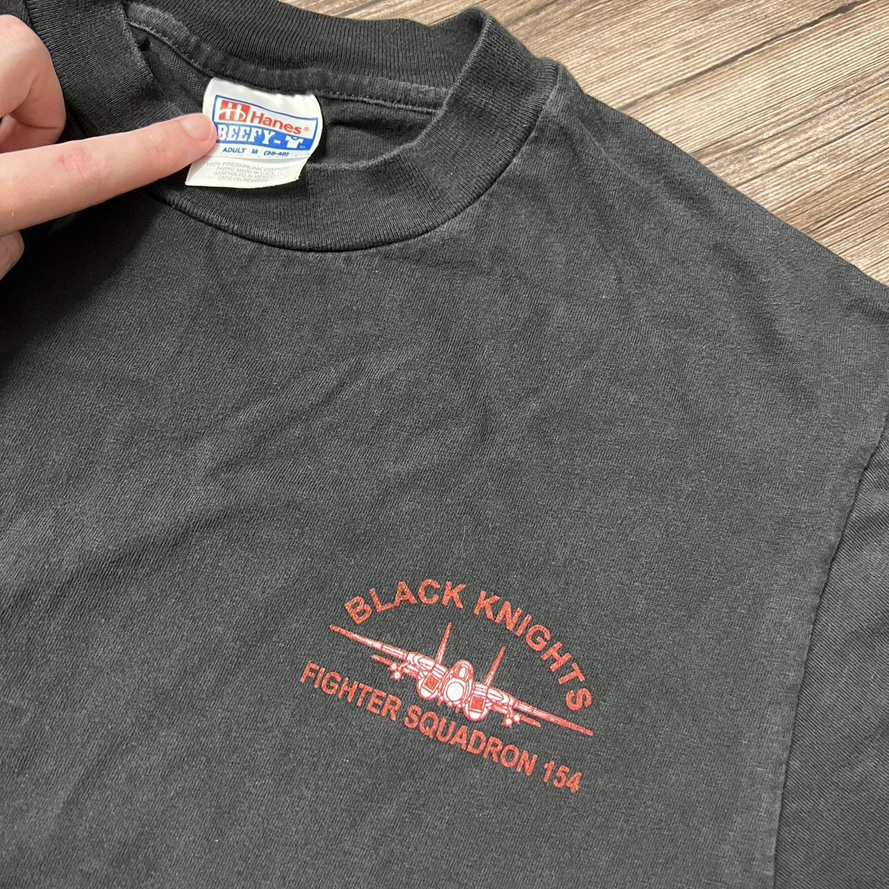 Vintage Y2K Black Knights Fighter Squadron Jet Shirt... - Depop