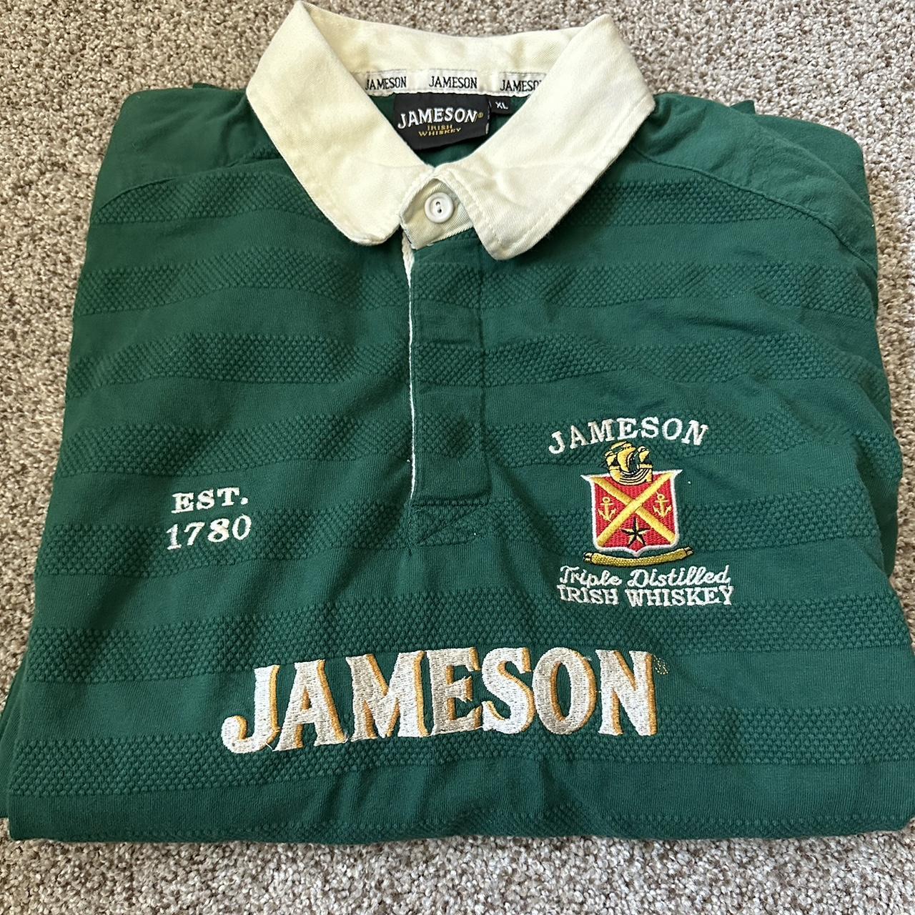 Green Jameson Whiskey rugby jersey shirt! thick and... - Depop